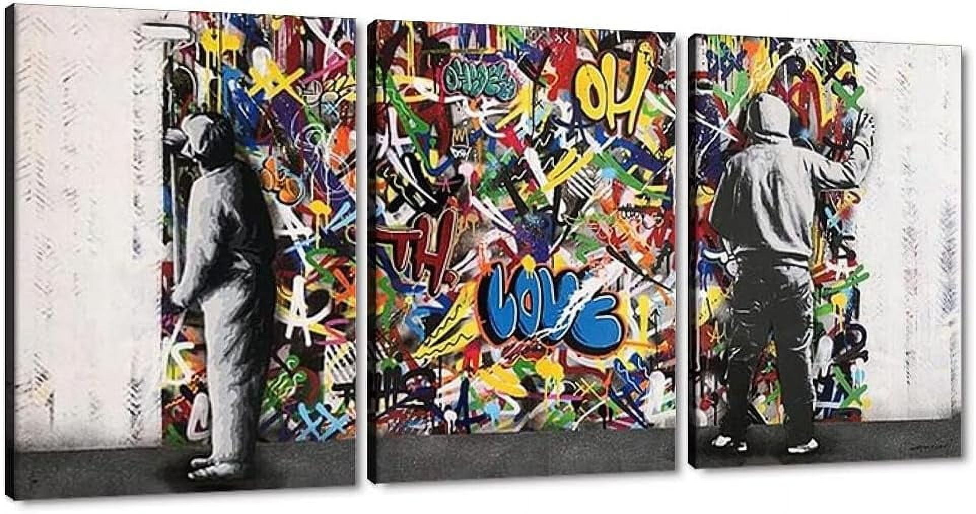 AABERIC Canvas Wall Art Banksy Graffiti Pictures 3 Panels Modern ...