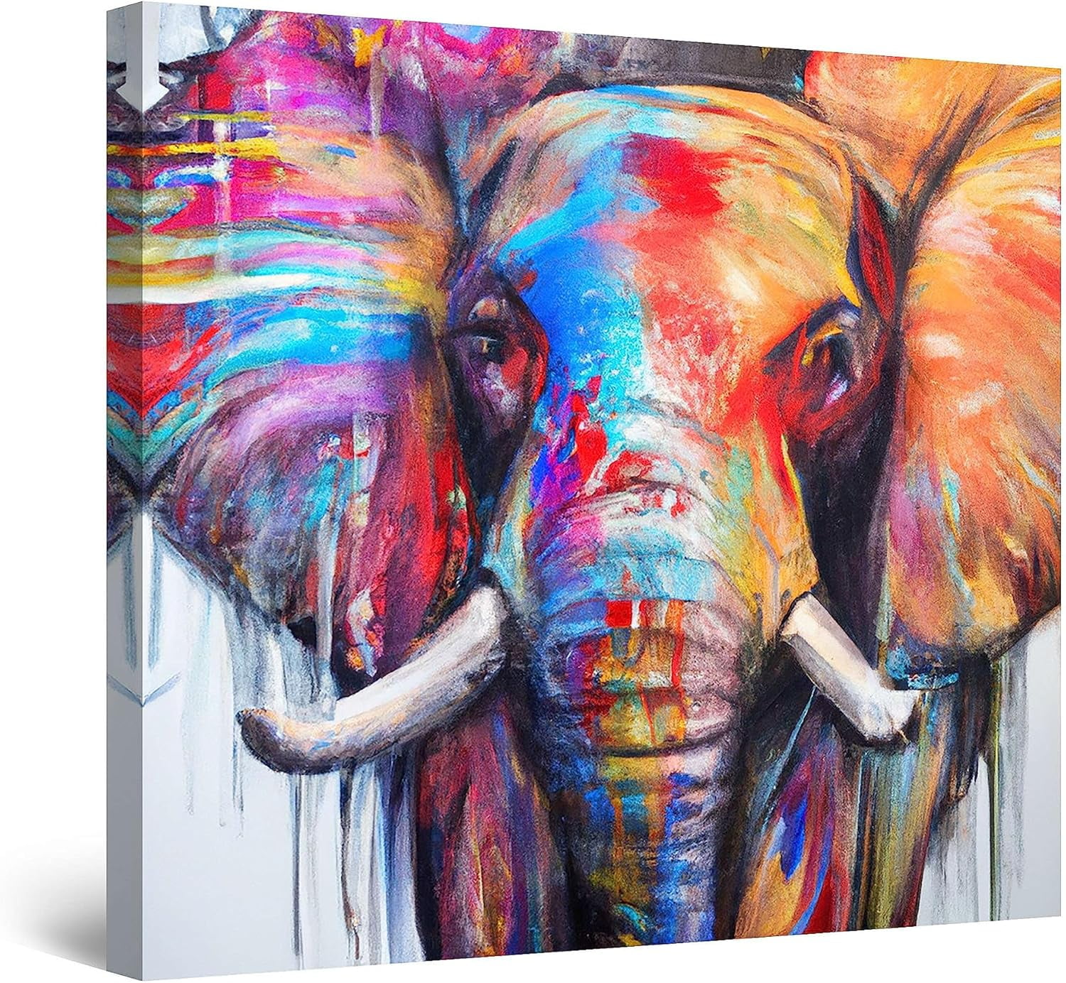 AABERIC Canvas Wall Art - Colors of an Elephant - Decoration Artwork ...