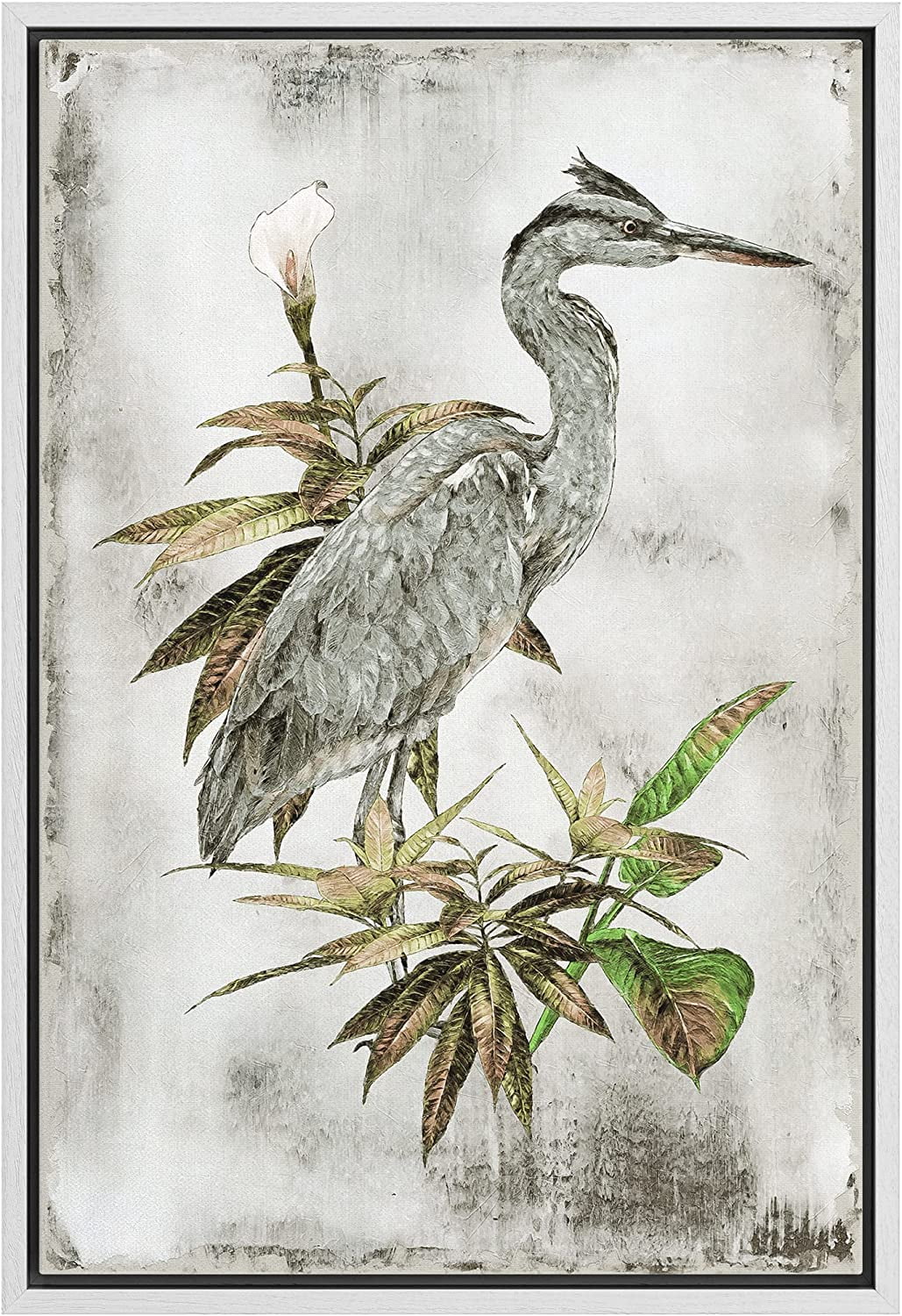 AABERIC - Canvas Wall Art - Heron Bird - Wild Animal- Gallery Wrap ...