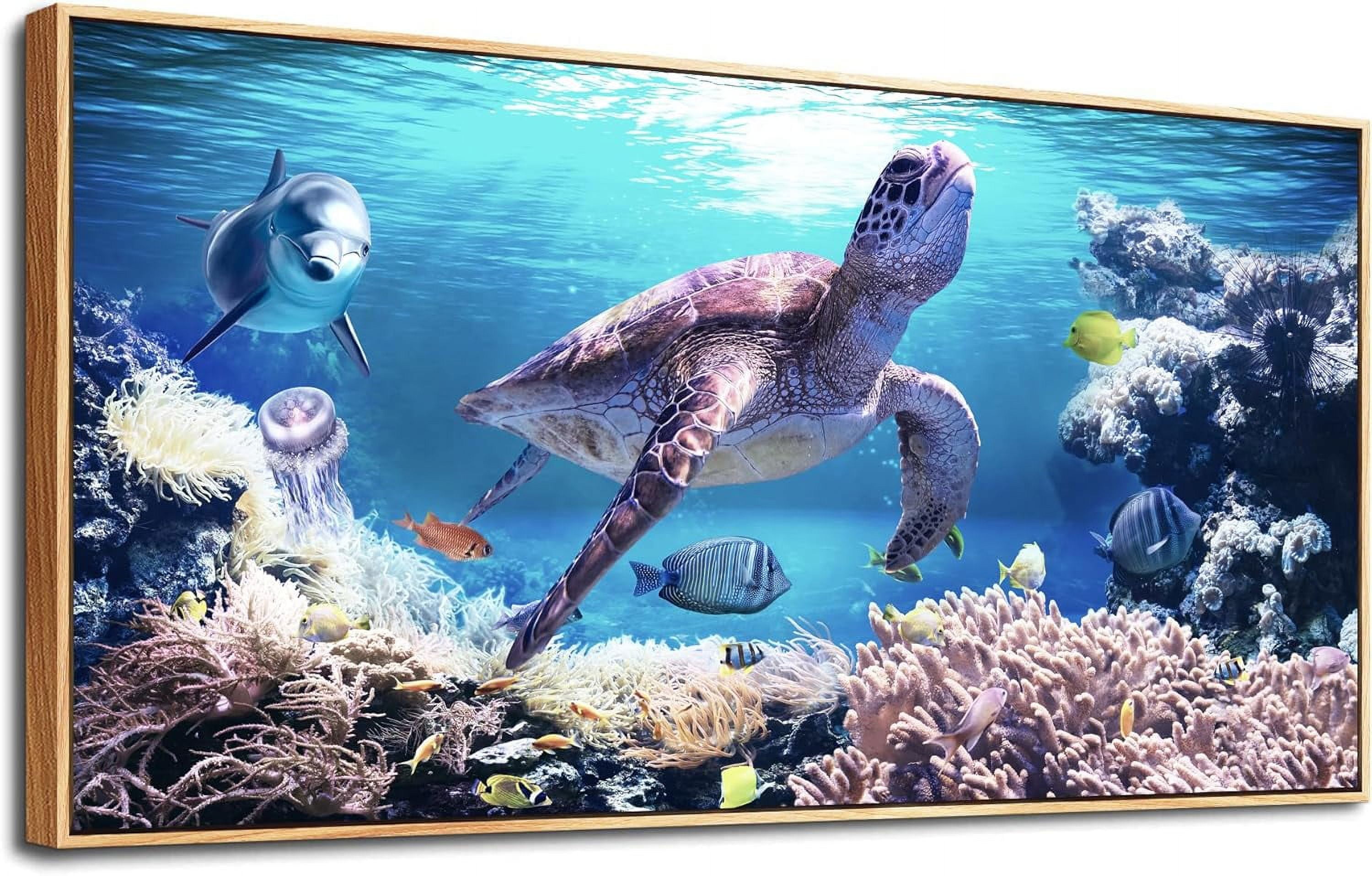 AABERIC Canvas Wall Art For Office Wall Decor Blue Beach Ocean Sea ...