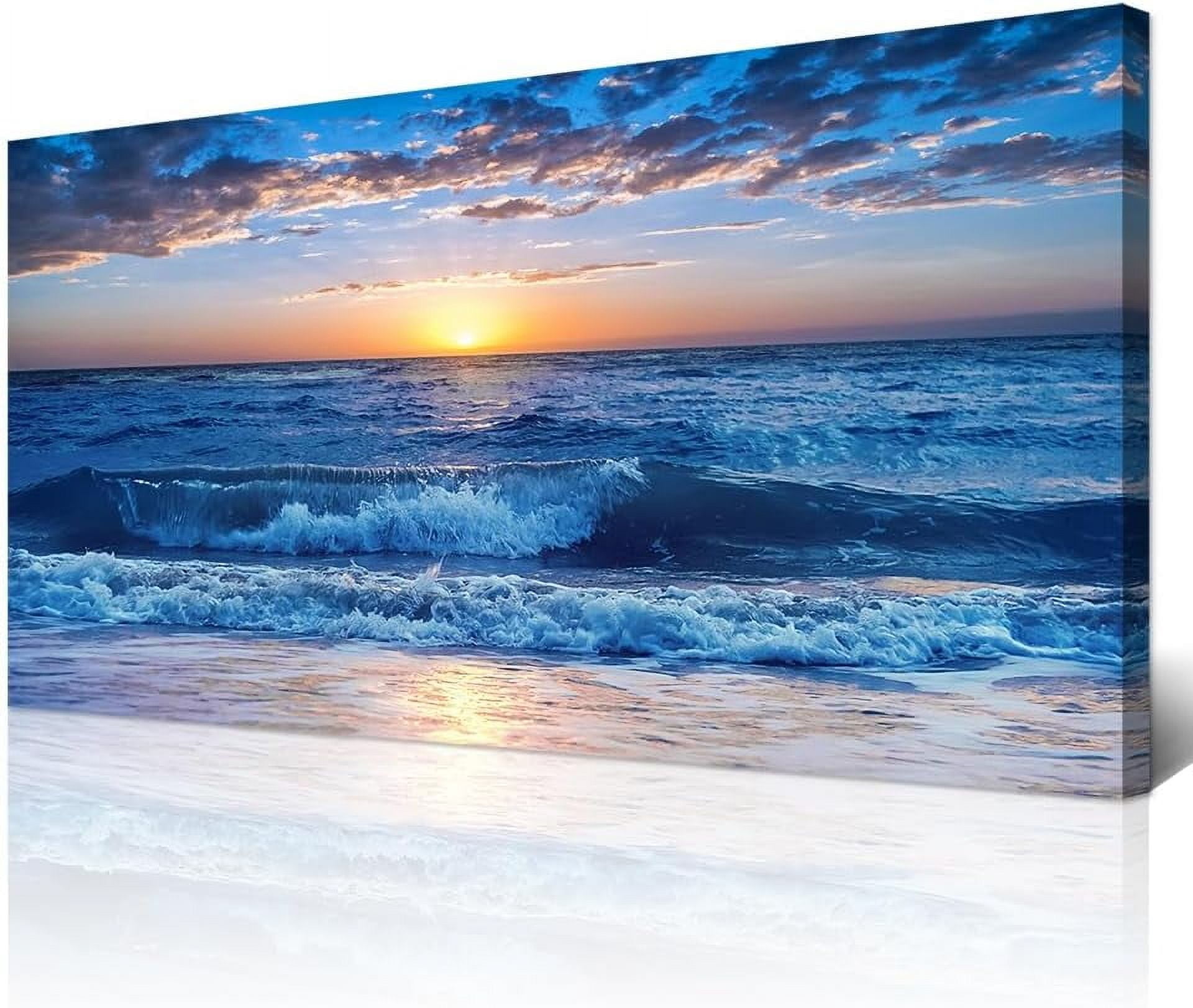 AABERIC Canvas Wall Art For Living Room Wall Decor For Bedroom Blue Sea ...