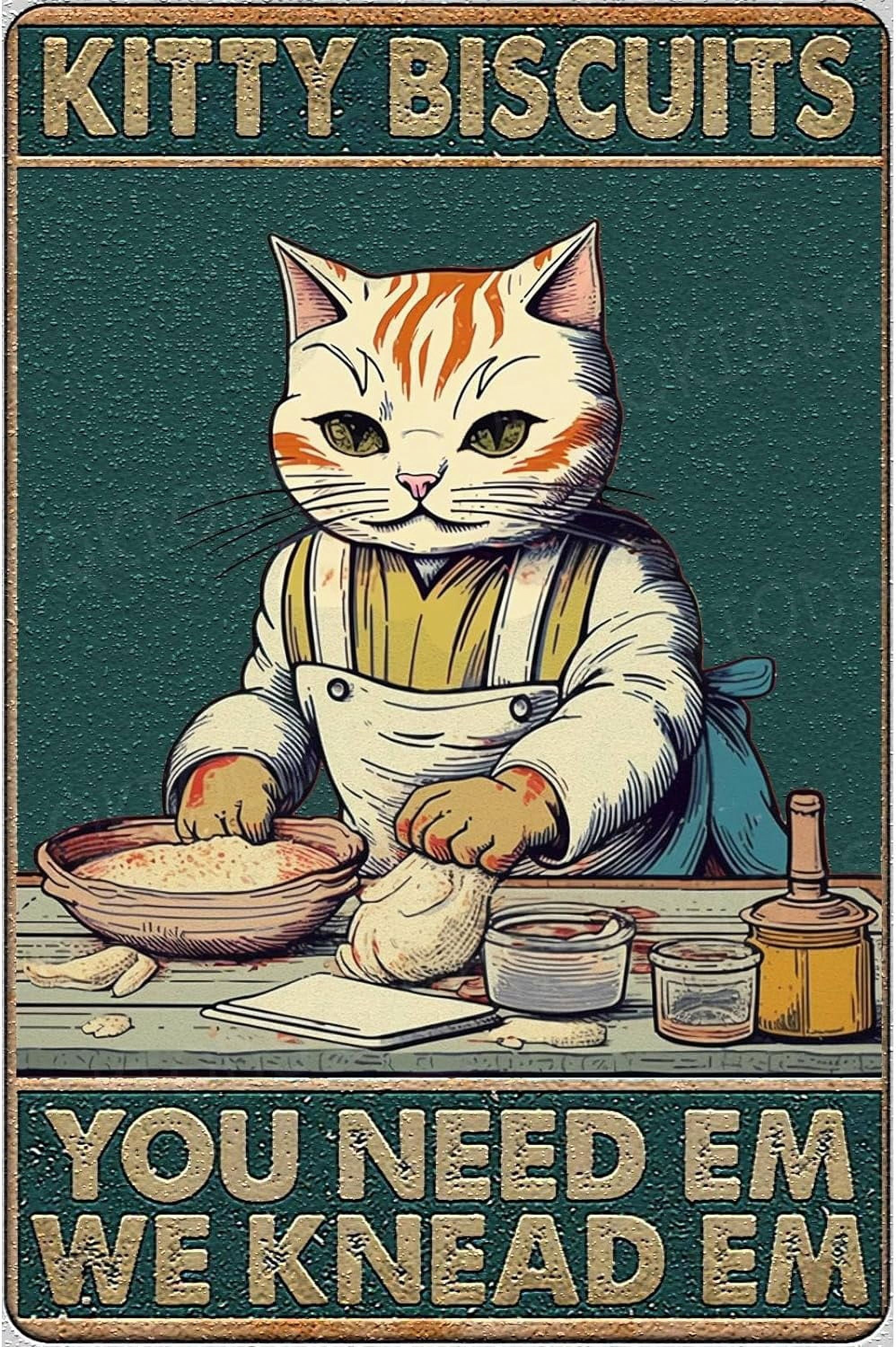 AABERIC Cat Biscuits You Need Em We Knead Em Retro Metal Sign Vintage ...