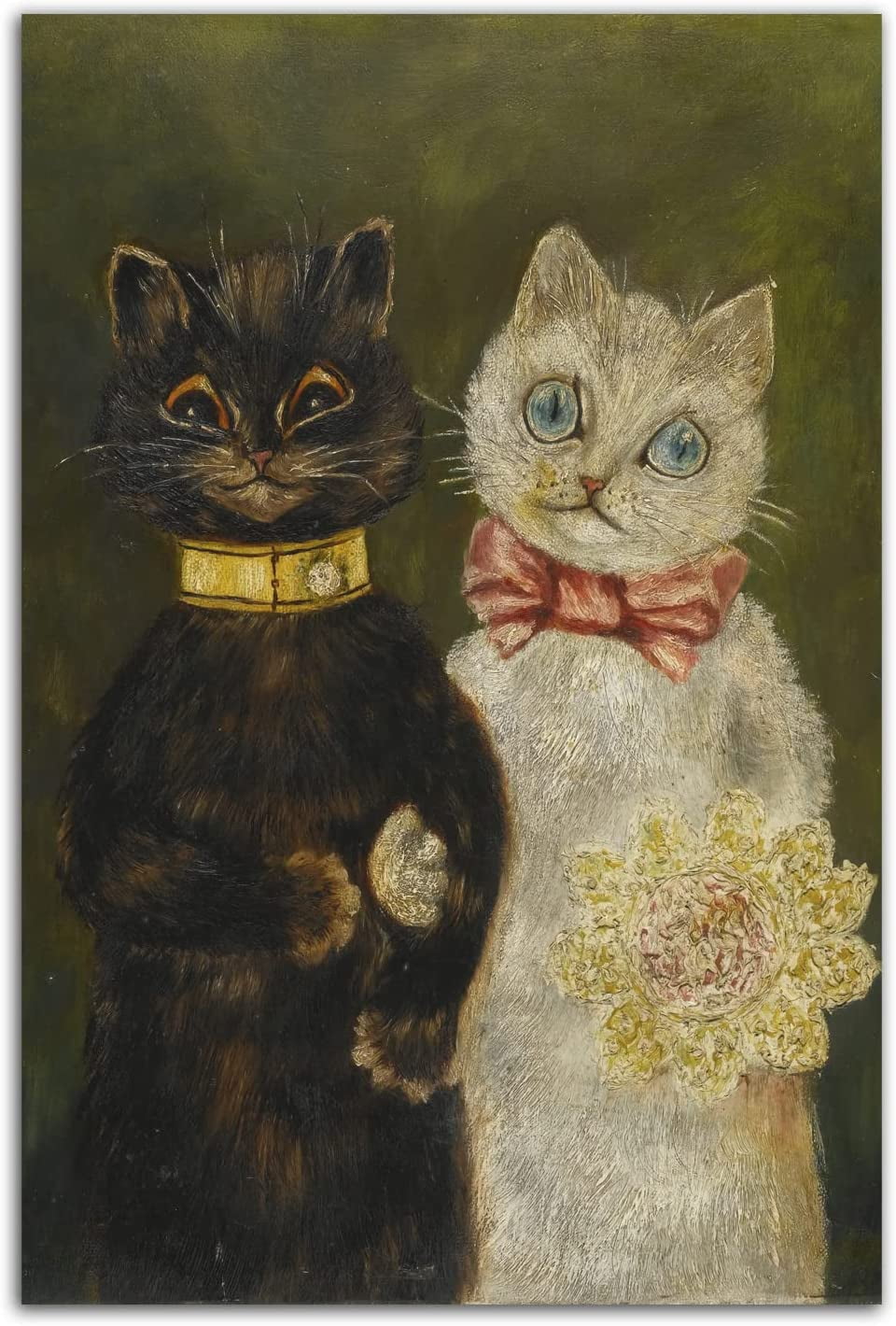 AABERIC Cat Bride and Groom Oil Painting Poster Louis Wain Animal ...