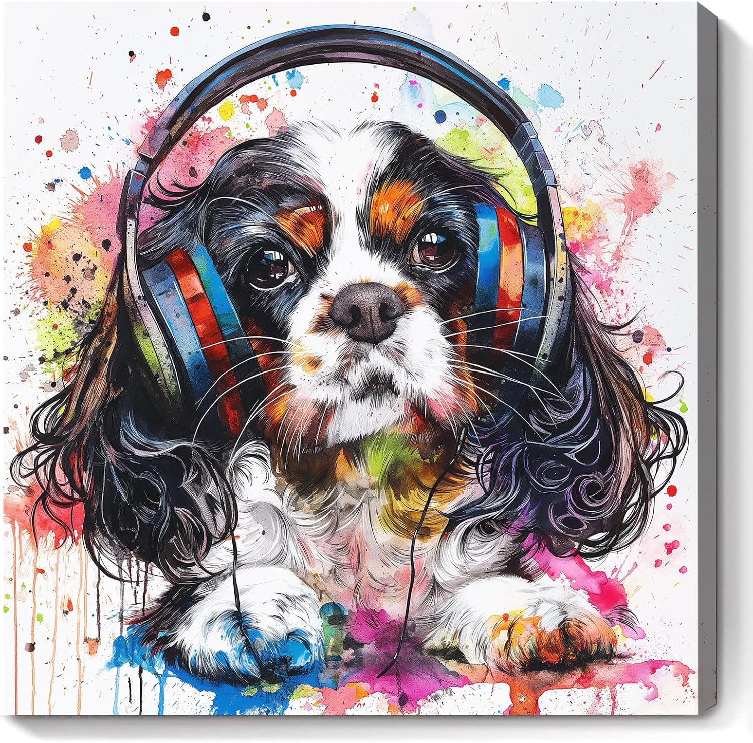 AABERIC Cat Riding Shark Wall Art Funny Cat Canvas Abstract Animal ...