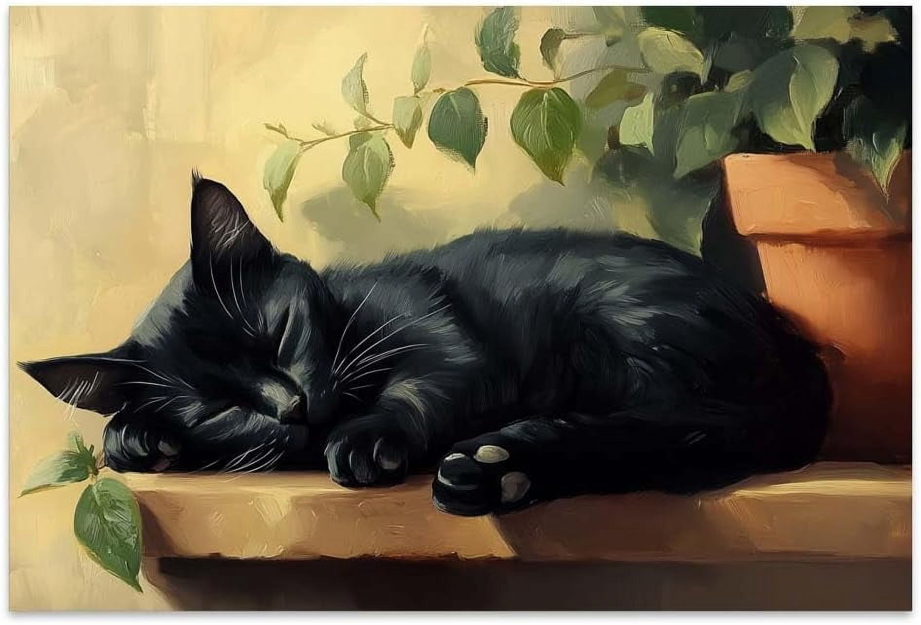 AABERIC Cat Wall Art, Sleeping Cat Print Poster Cat Painting Pictures ...