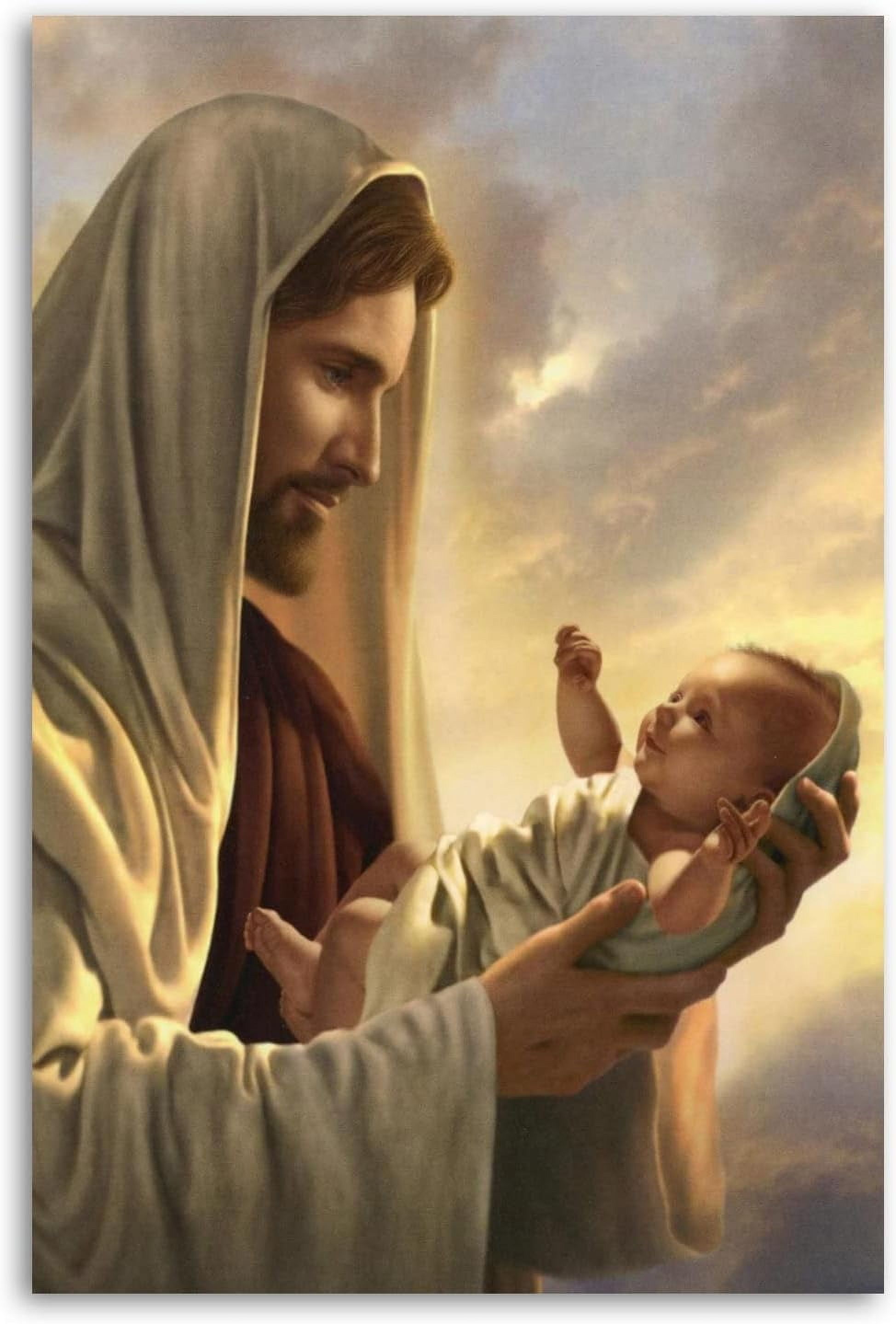 AABERIC Catholic JESUS Holding BABY Canvas Art Poster And Wall Art ...
