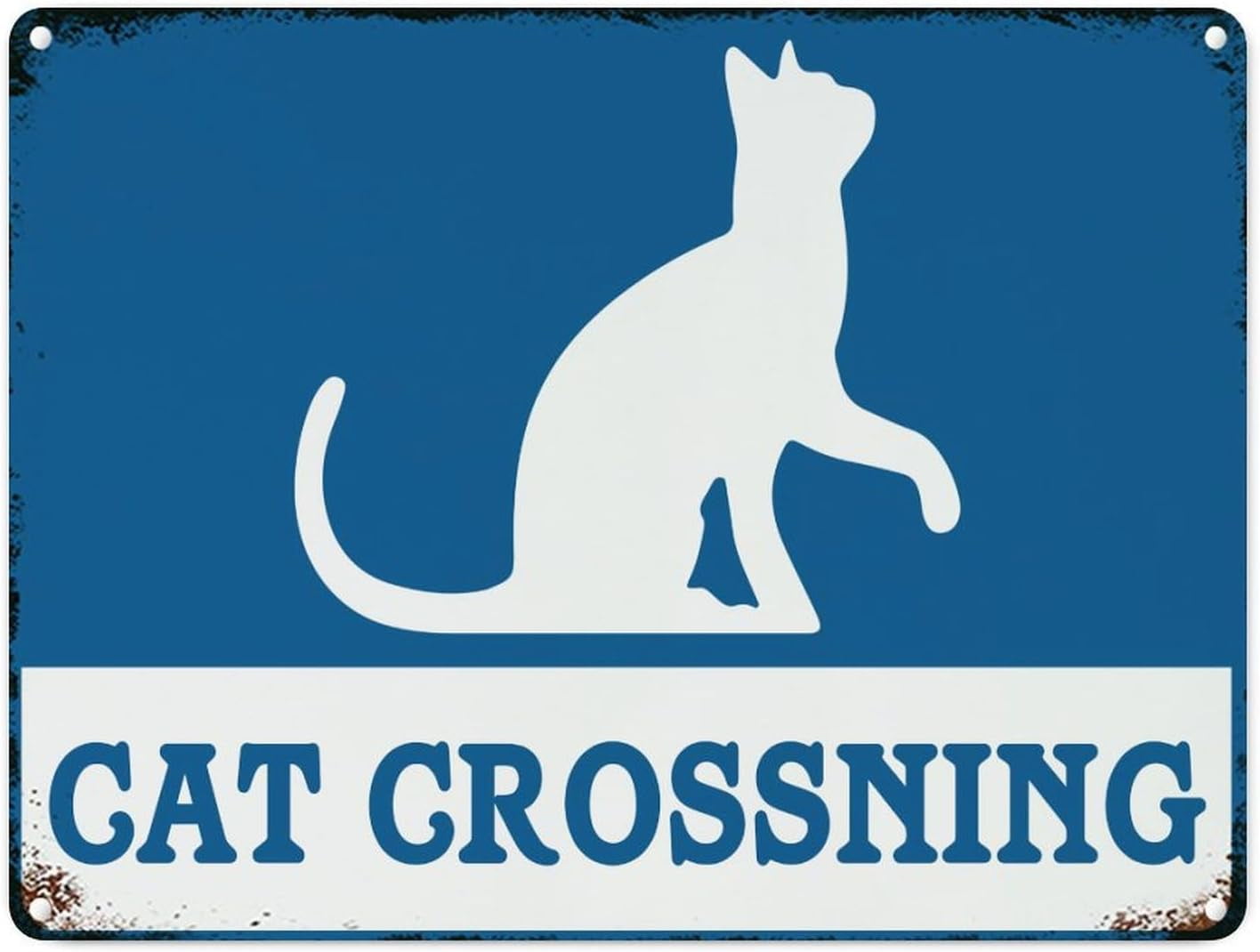 AABERIC Caution Cat Crossing Decor Warning Signs Metal Sign Vintage ...