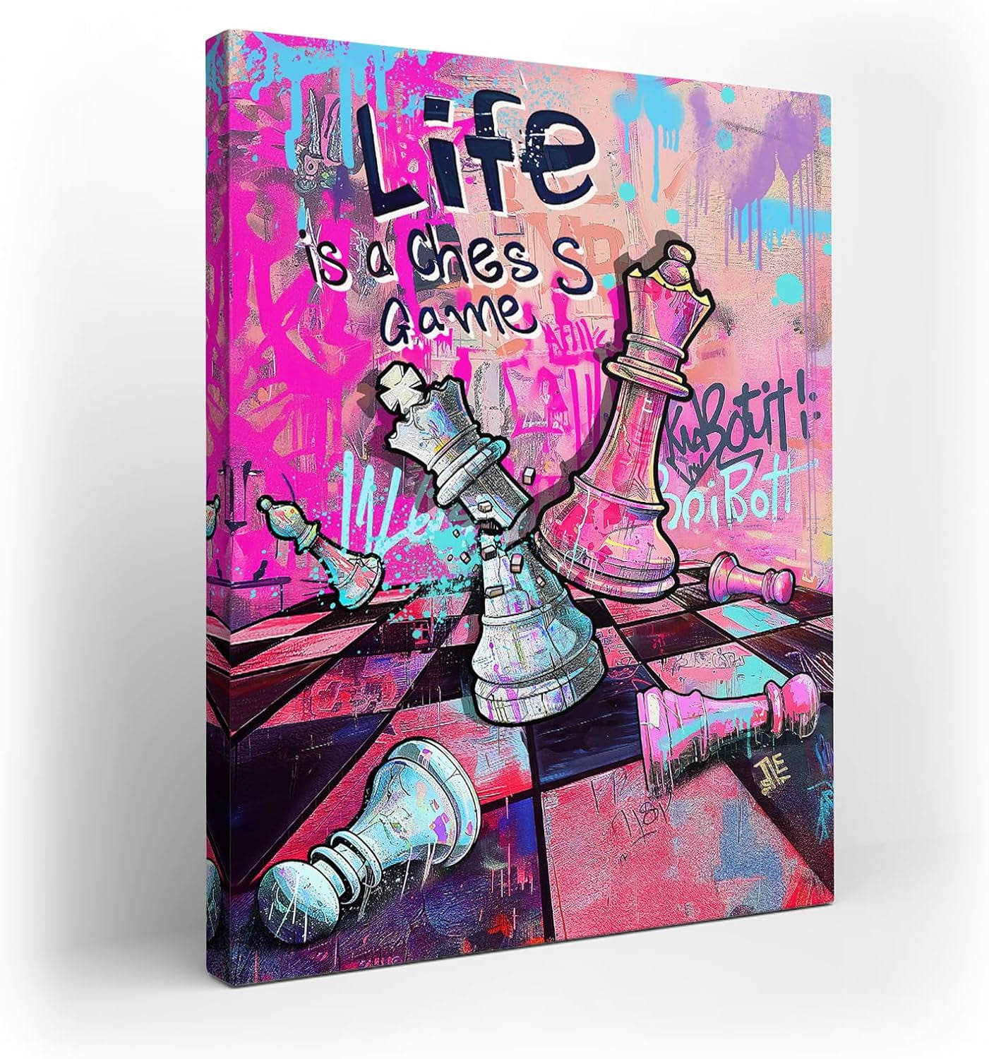 AABERIC Chess Canvas Wall Art Graffiti Chess Print Painting Banksy ...