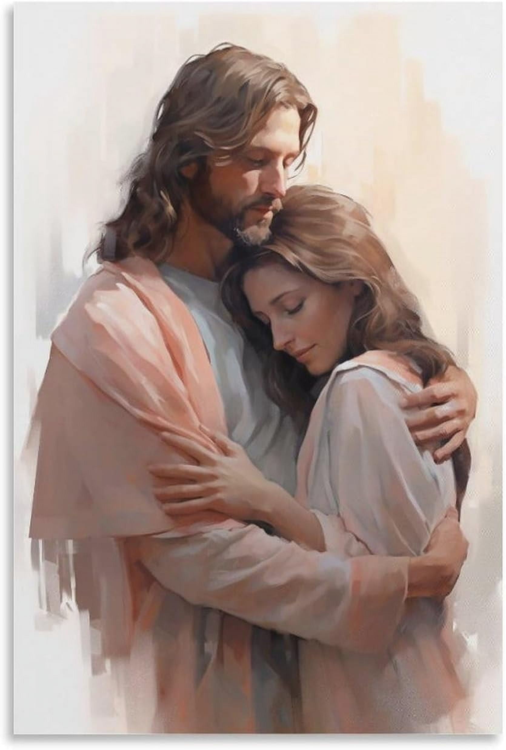 AABERIC Christ Jesus Smile Poster Hugging A Woman Painting Bible ...