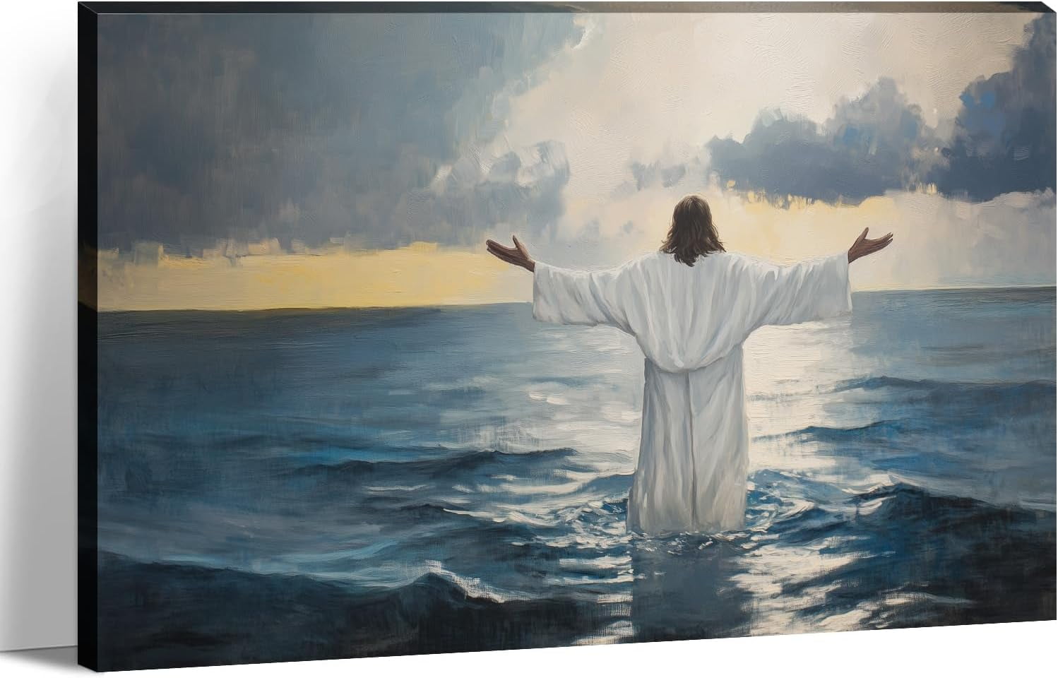AABERIC Christ Wall Art Jesus Walking Seaside Picture Religion Wall ...