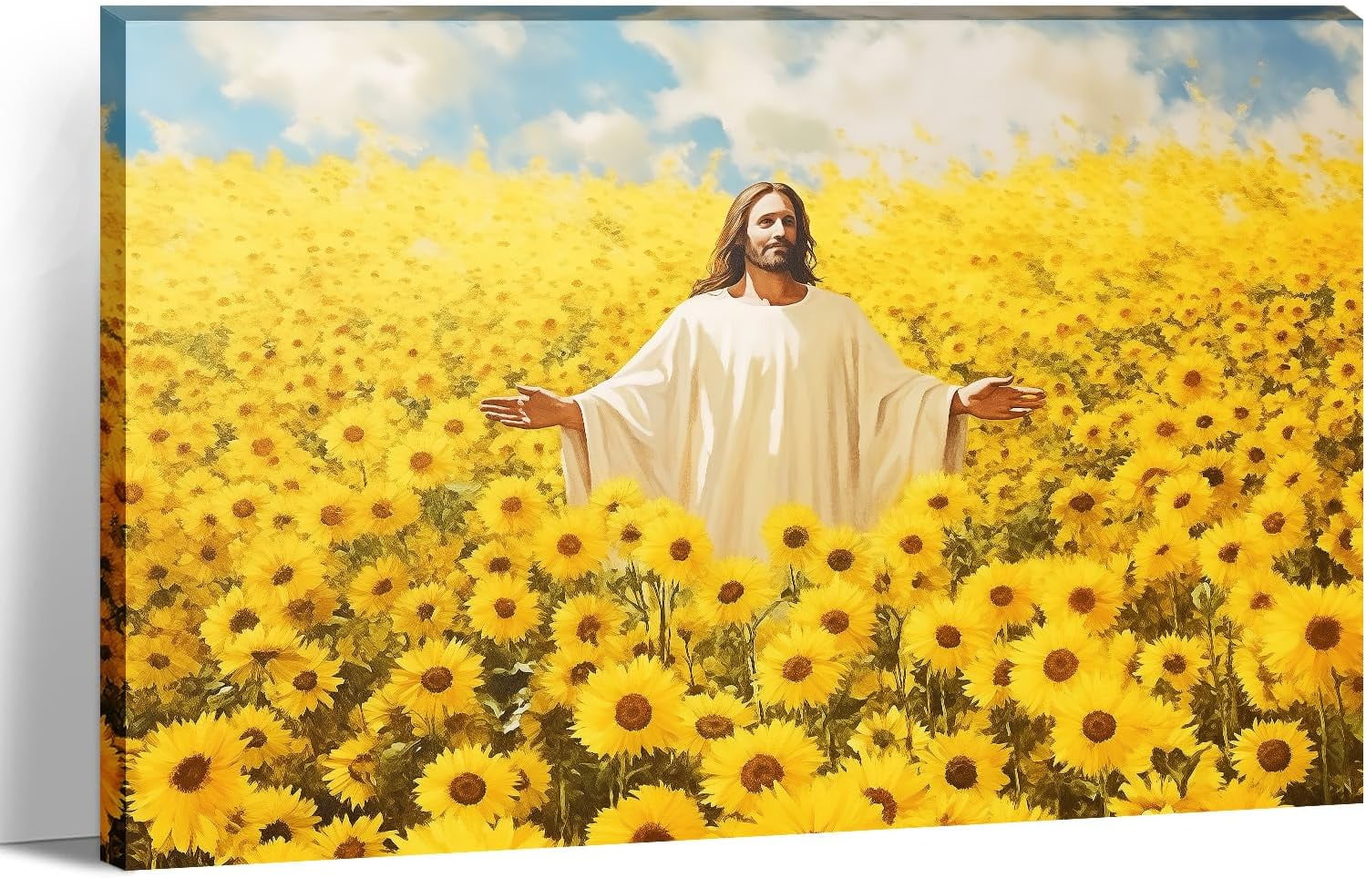 AABERIC Christ Wall Art Religion Canvas Prints Jesus Sunflowers Field ...