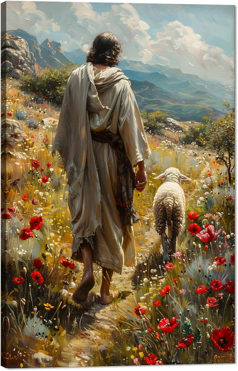 AABERIC Christian Canvas Wall Art Vintage Jesus and Lamb Wall Decor ...