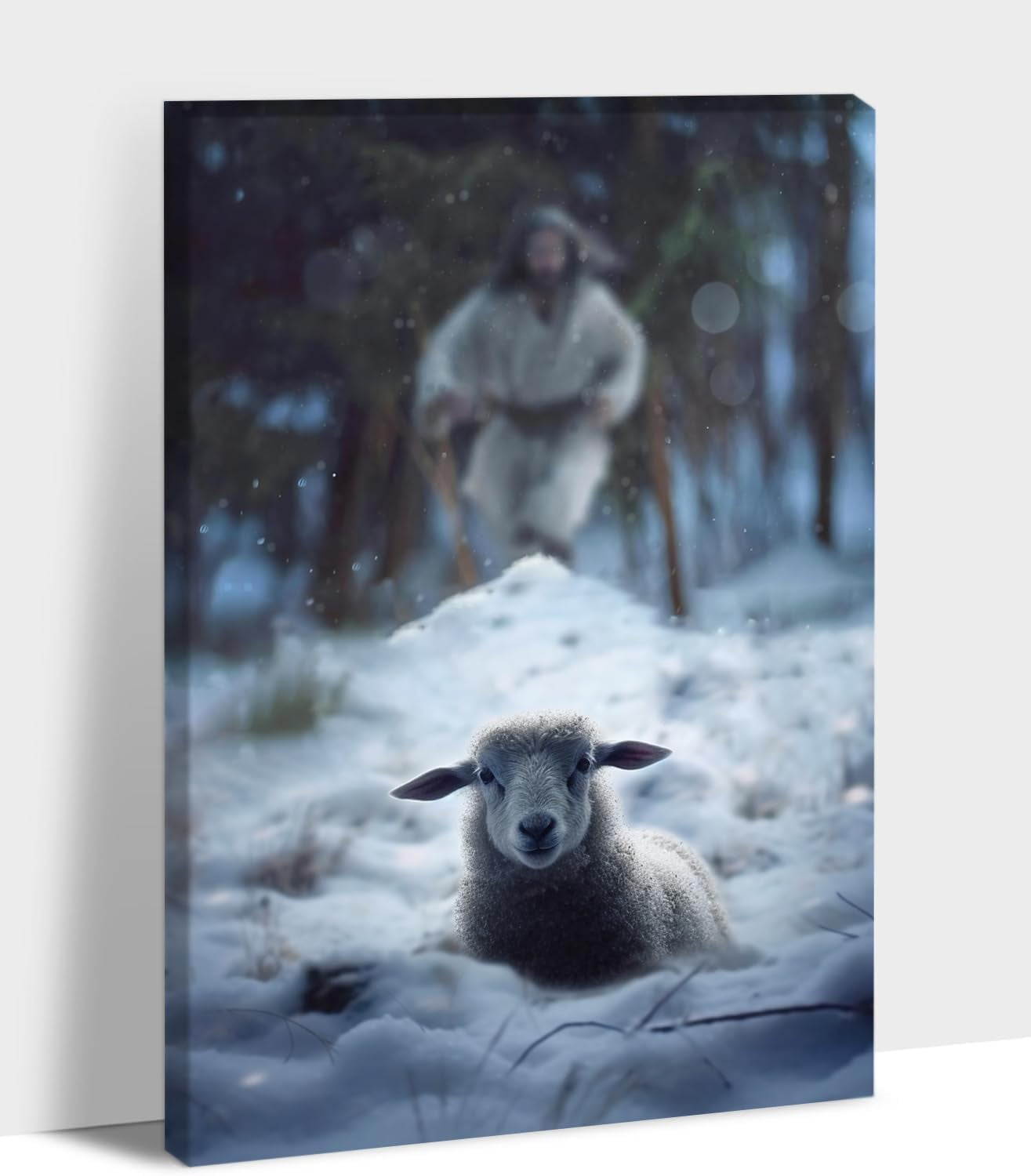 AABERIC Christian Jesus Running After Lamb Canvas Wall Art Print, Jesus ...