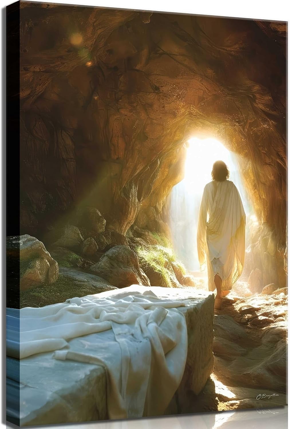 AABERIC Christian Jesus Wall Art Jesus Leaves the Tomb Canvas Painting Resurrected Savior Leaves ...