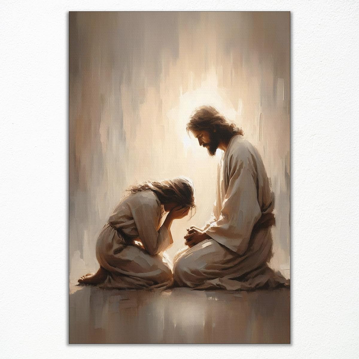 AABERIC Christian Jesus Wall Art, Jesus and Woman Canvas Poster, Pain ...