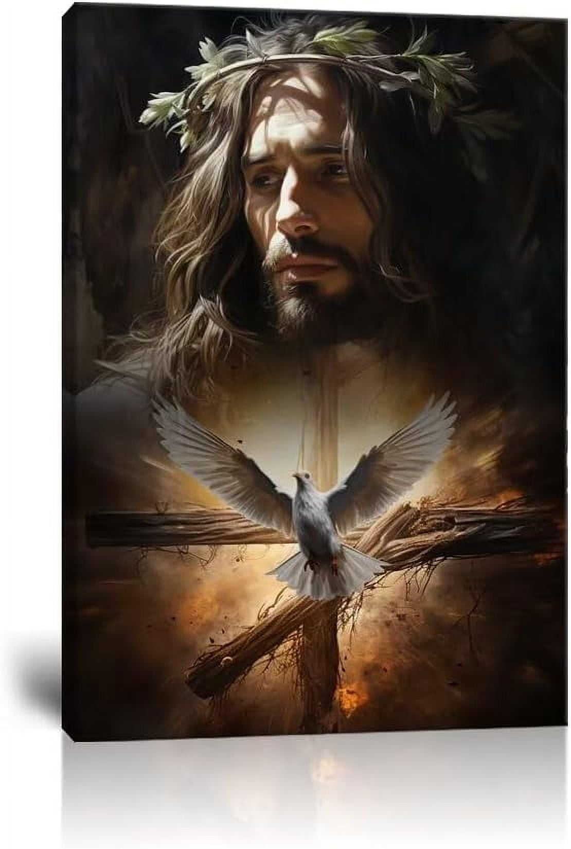 AABERIC Christian Pictures Wall Decor Jesus and The Cross and The Dove ...