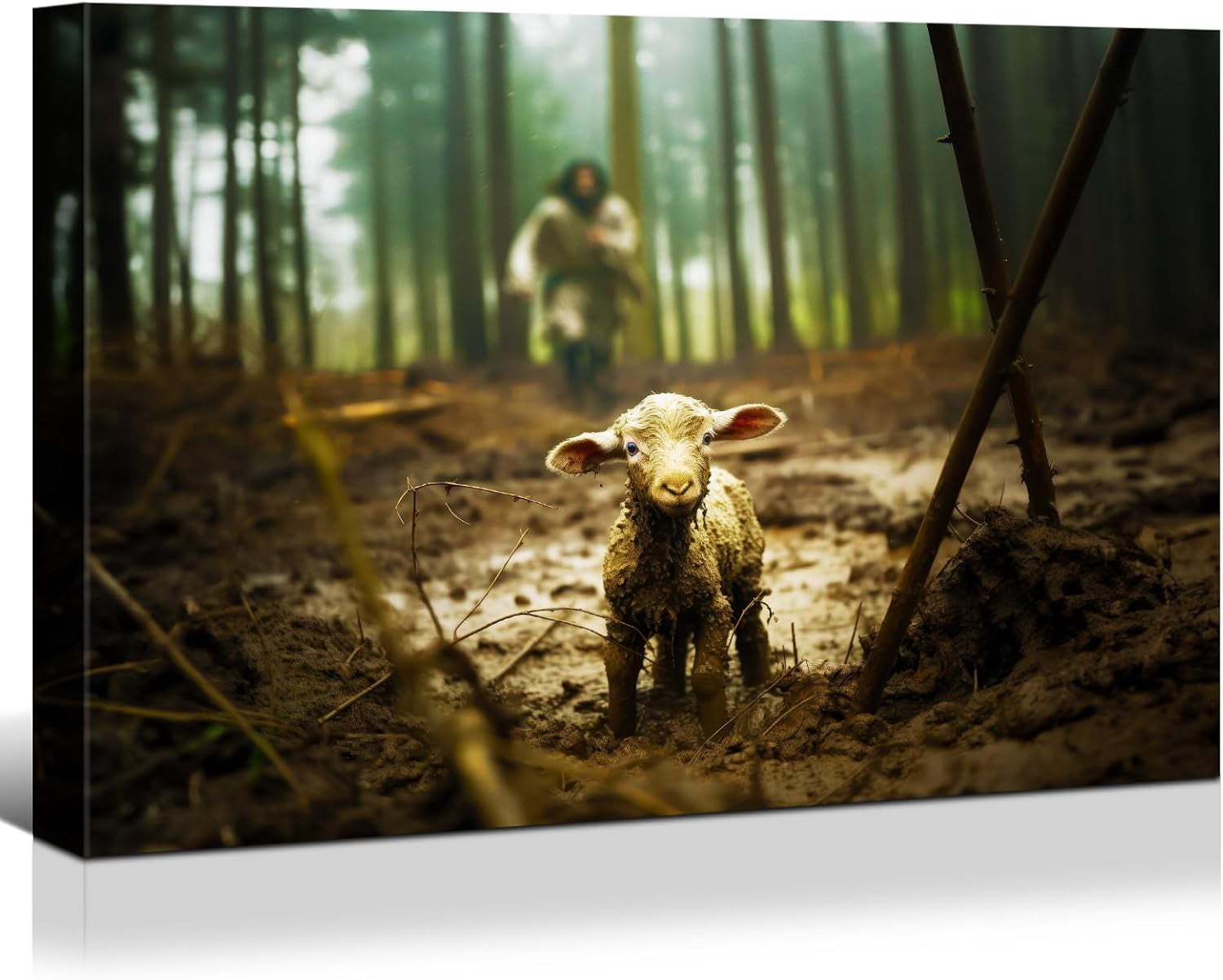 AABERIC Christian Wall Art Jesus Chasing Lost Lamb Religious Pictures ...