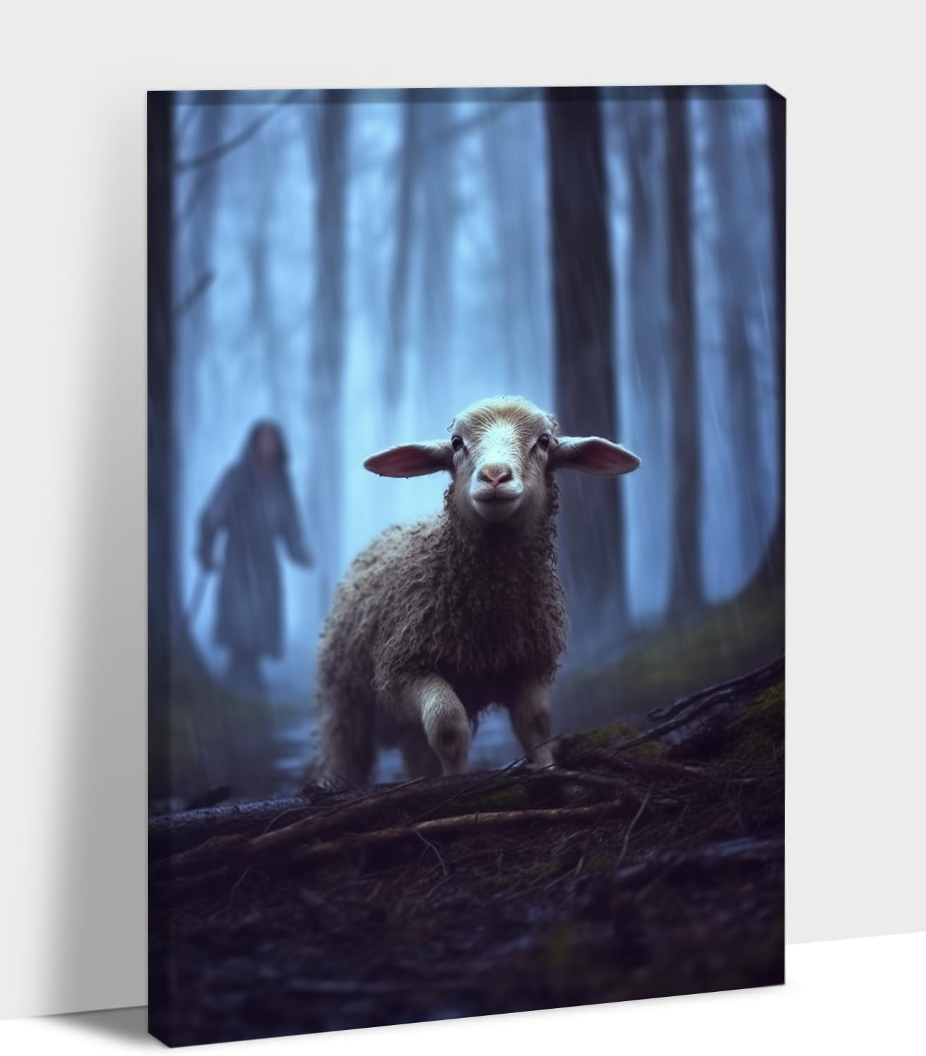 AABERIC Christian Wall Art, Jesus Running After Lamb Canvas Print ...