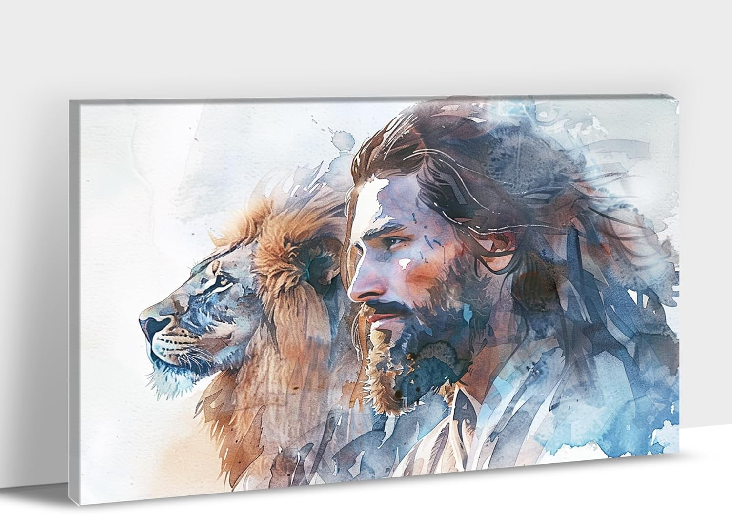 AABERIC Christian Wall Art, Watercolor Jesus Pictures For Bedroom Wall Decor, Lion Canvas Wall ...