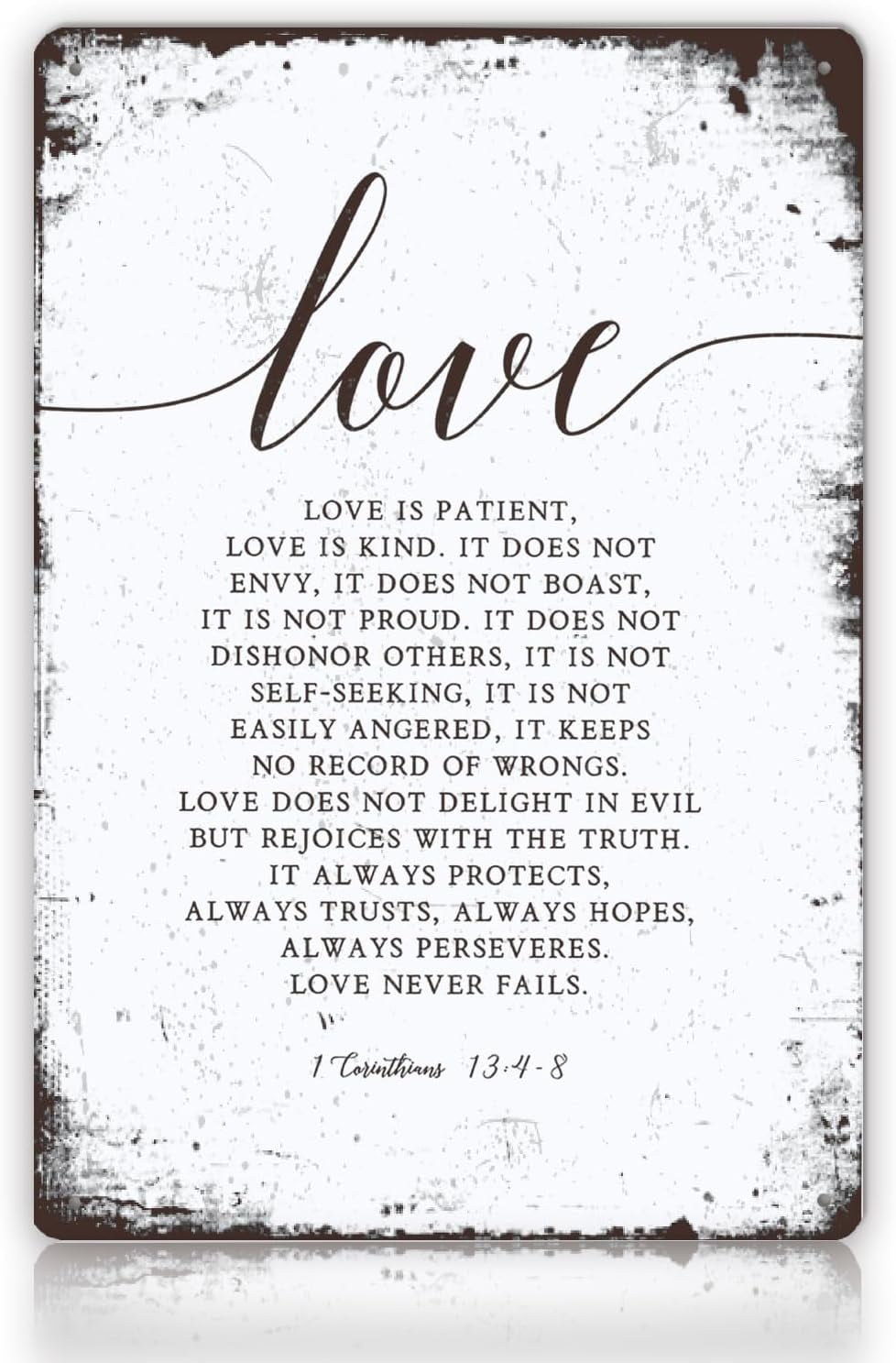 AABERIC Christian Wall Decor 1 Corinthians 13 Love Never Fails Vintage ...