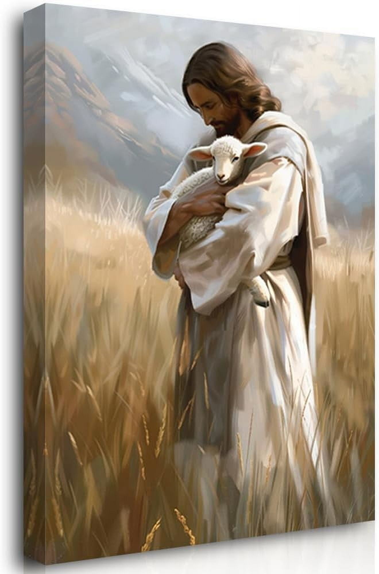 AABERIC Christian Wall Decor Jesus Holding Missing Lamb Painting Jesus ...