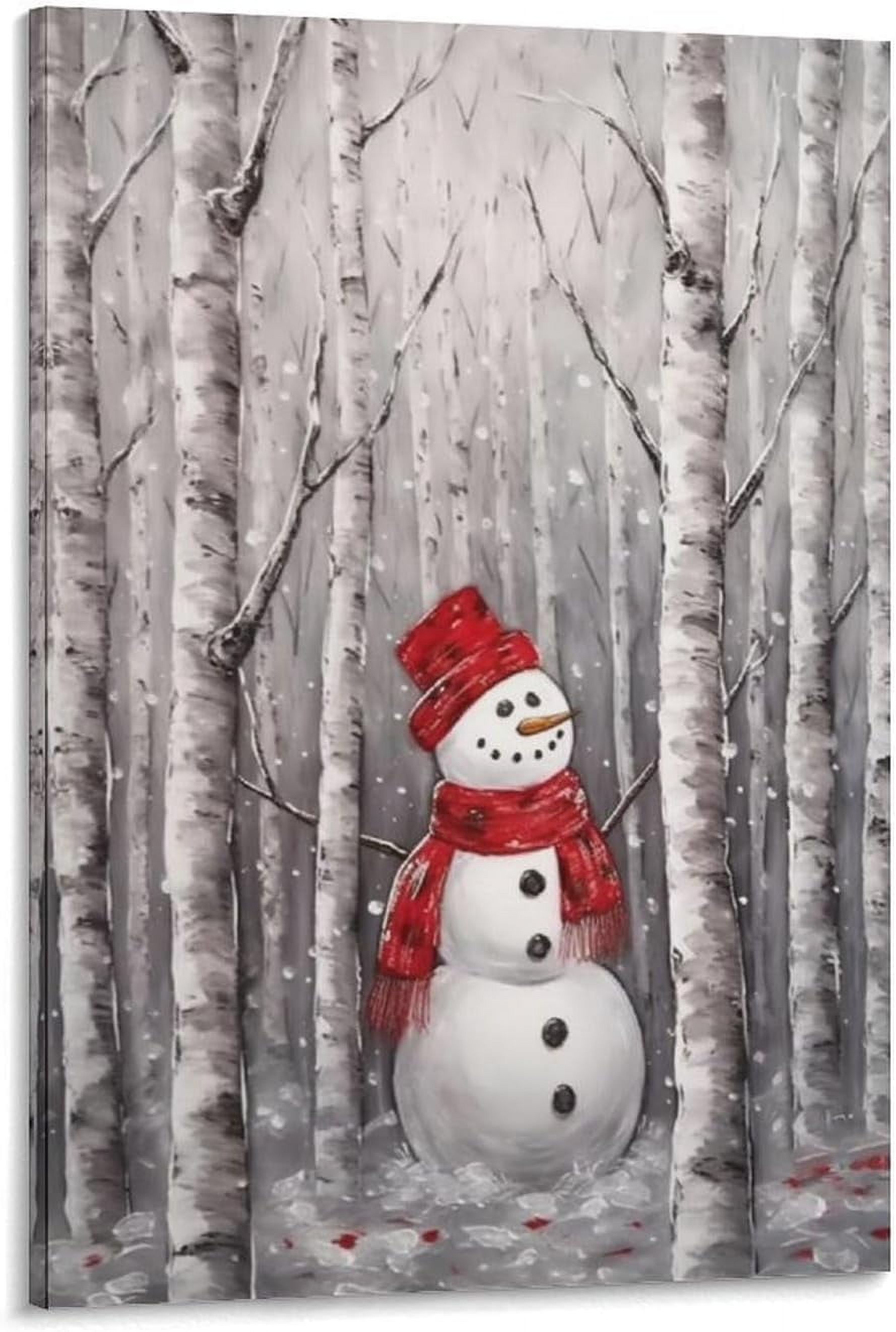 AABERIC Christmas Canvas Print Poster Winter Snowman Painting On Canvas ...