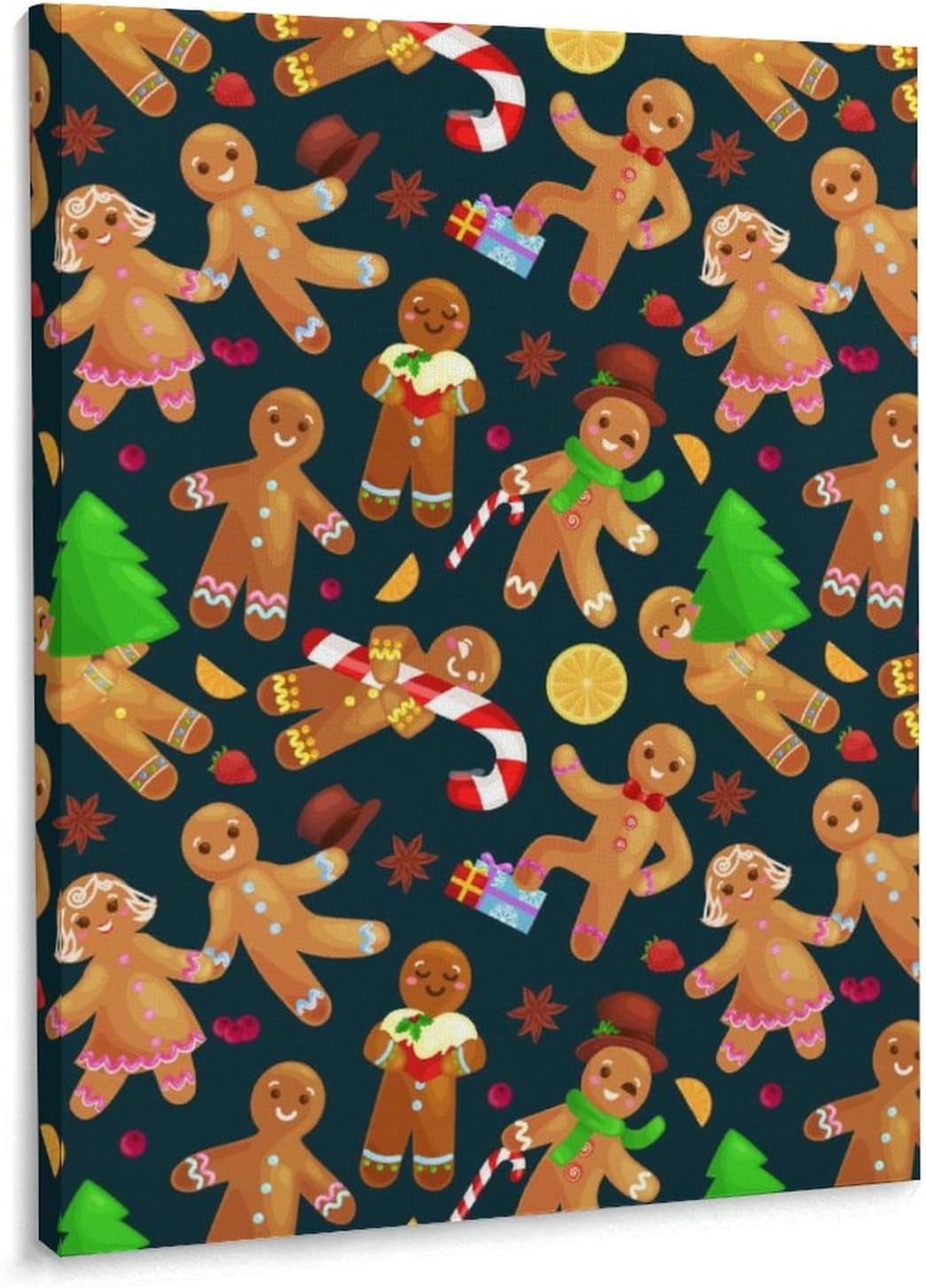 AABERIC Christmas Cookies Gingerbread Man Wall Artwork Framed Canvas ...