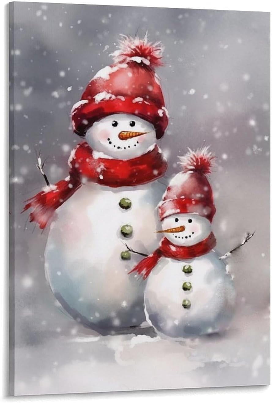 AABERIC Christmas Poster Snowman Canvas Wall Art Christmas Decor Canvas ...