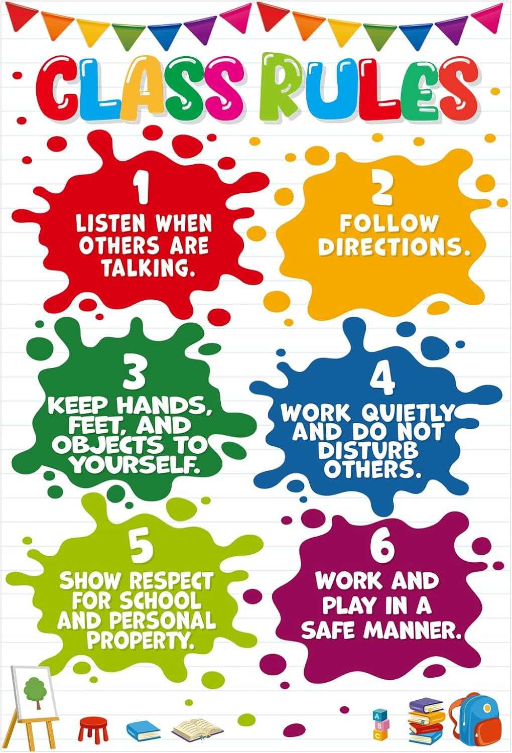 AABERIC Classroom Rules Canvas Prints Wall Posters Display of Class ...