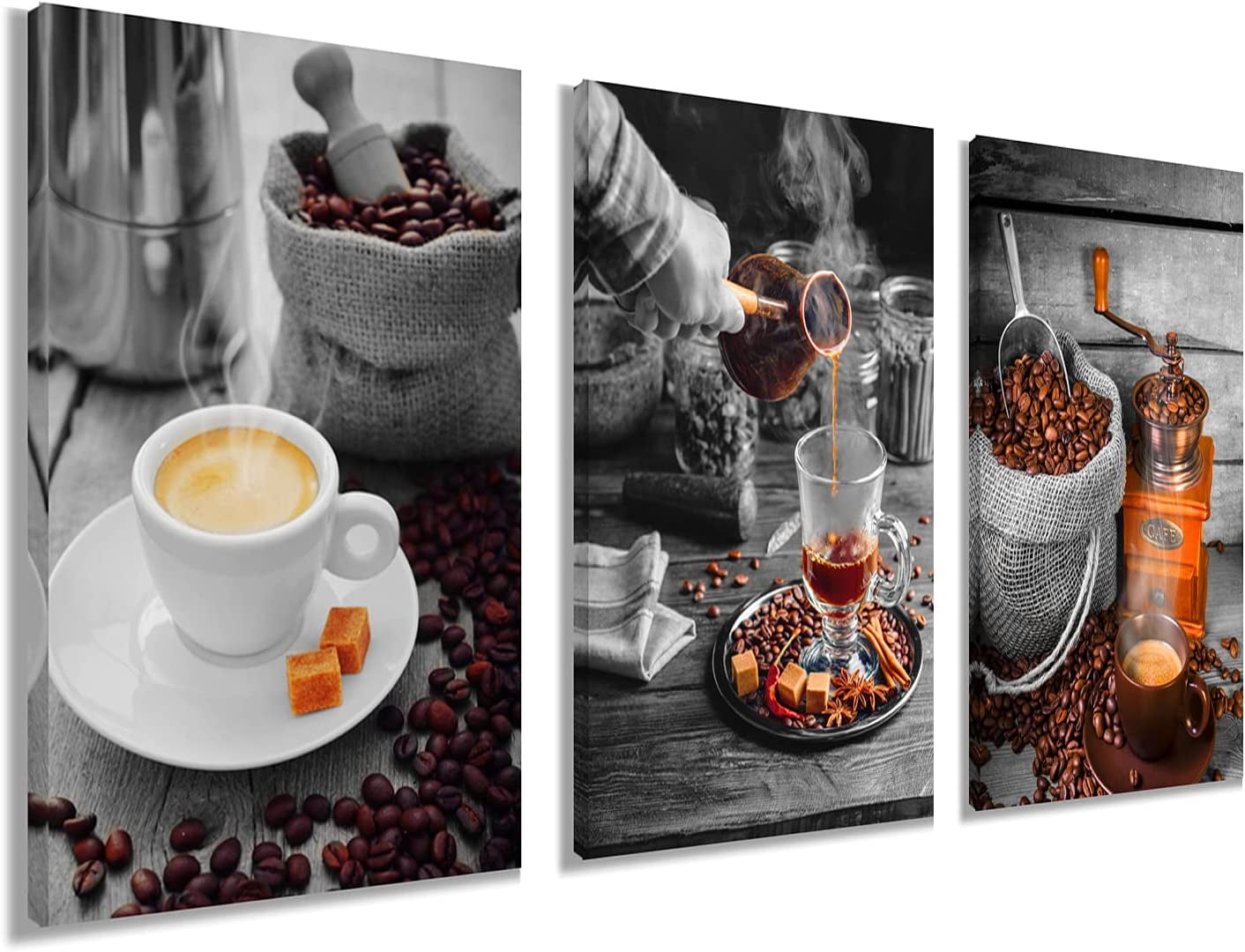 AABERIC Coffee Bean Coffee Cup Wall Decor kitchen Pictures - Coffee ...