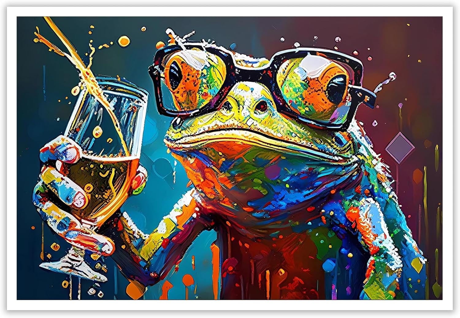 AABERIC Colorful Animal Graffiti Wall Art Funny Cute Frog With ...