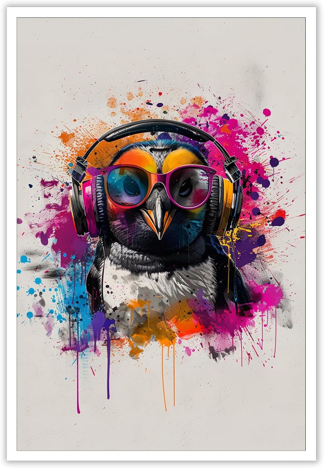 AABERIC Colorful Animal Graffiti Wall Art Funny Cute Frog With ...