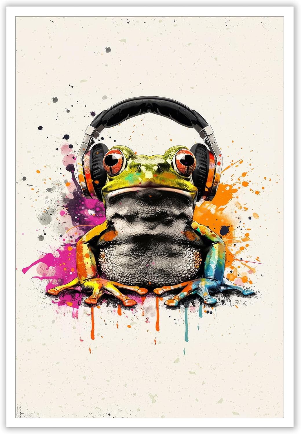 AABERIC Colorful Animal Graffiti Wall Art Funny Cute Frog With ...