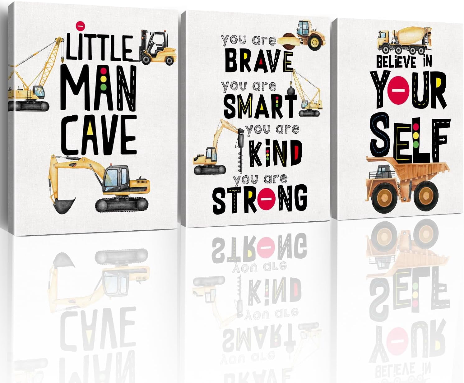 AABERIC Construction Decor for Boys Room Construction Trucks Wall Art ...