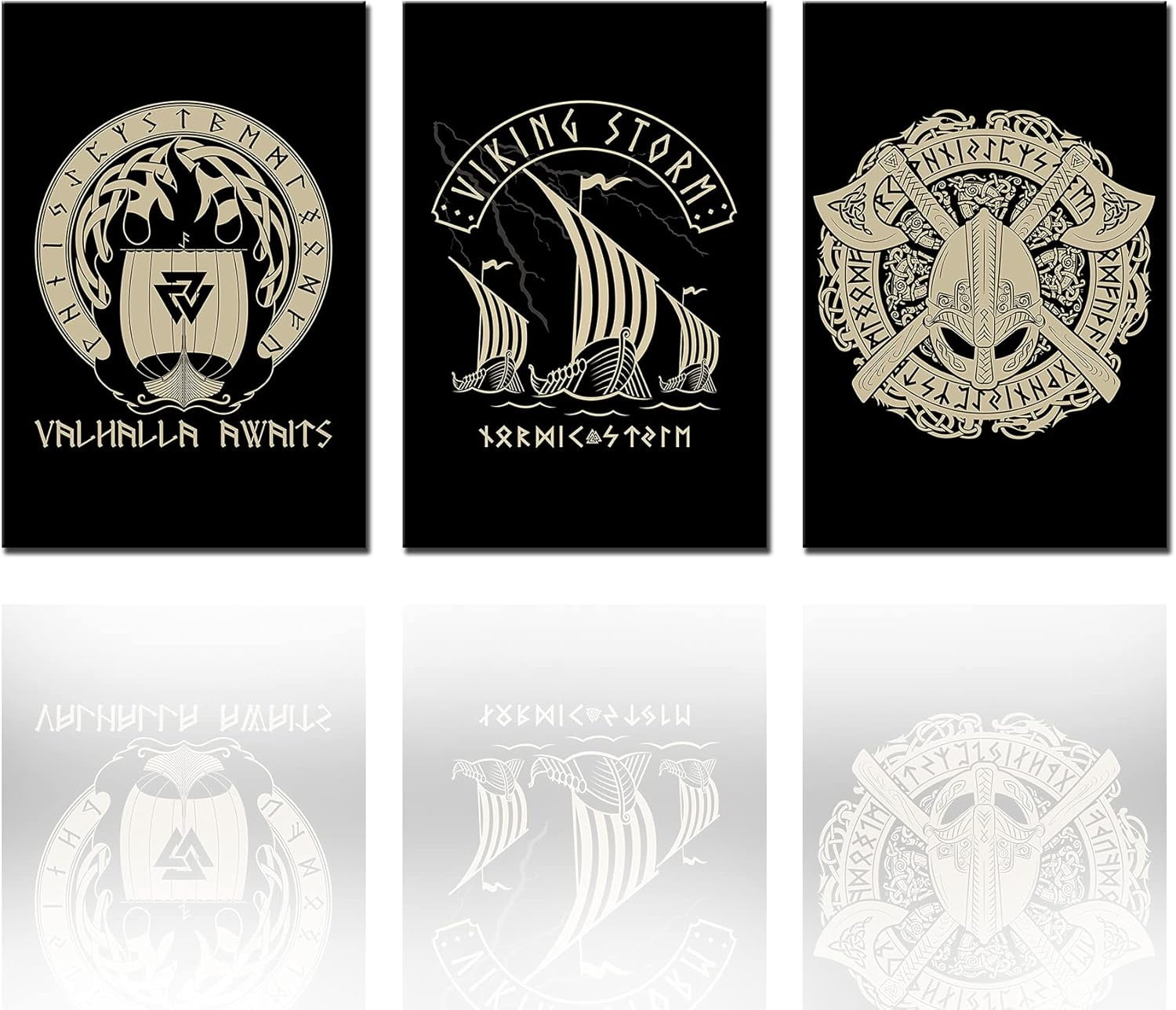 AABERIC Contemporary Wall Art Vikings Elements Pictures Vikings script ...