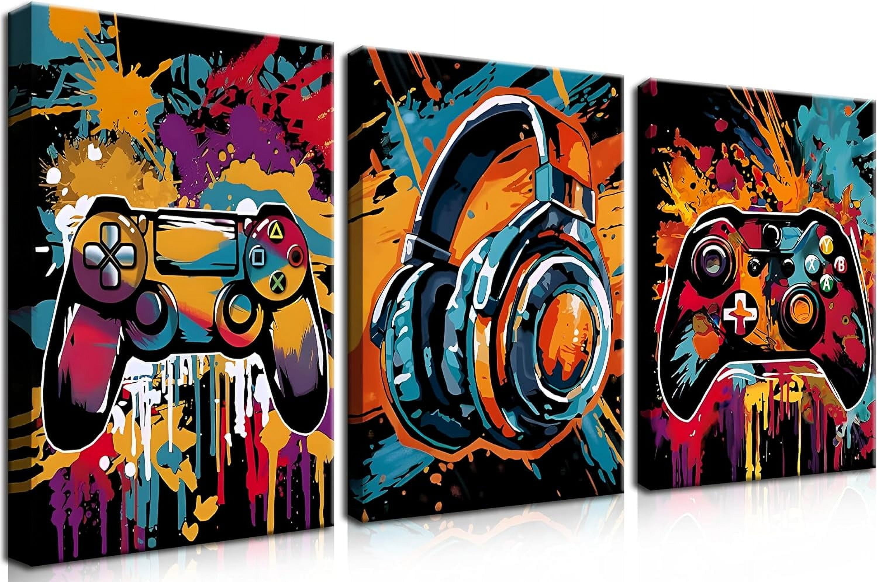 AABERIC Cool Gaming Room Decor Set of 3, Retro Video Game Wall Art ...