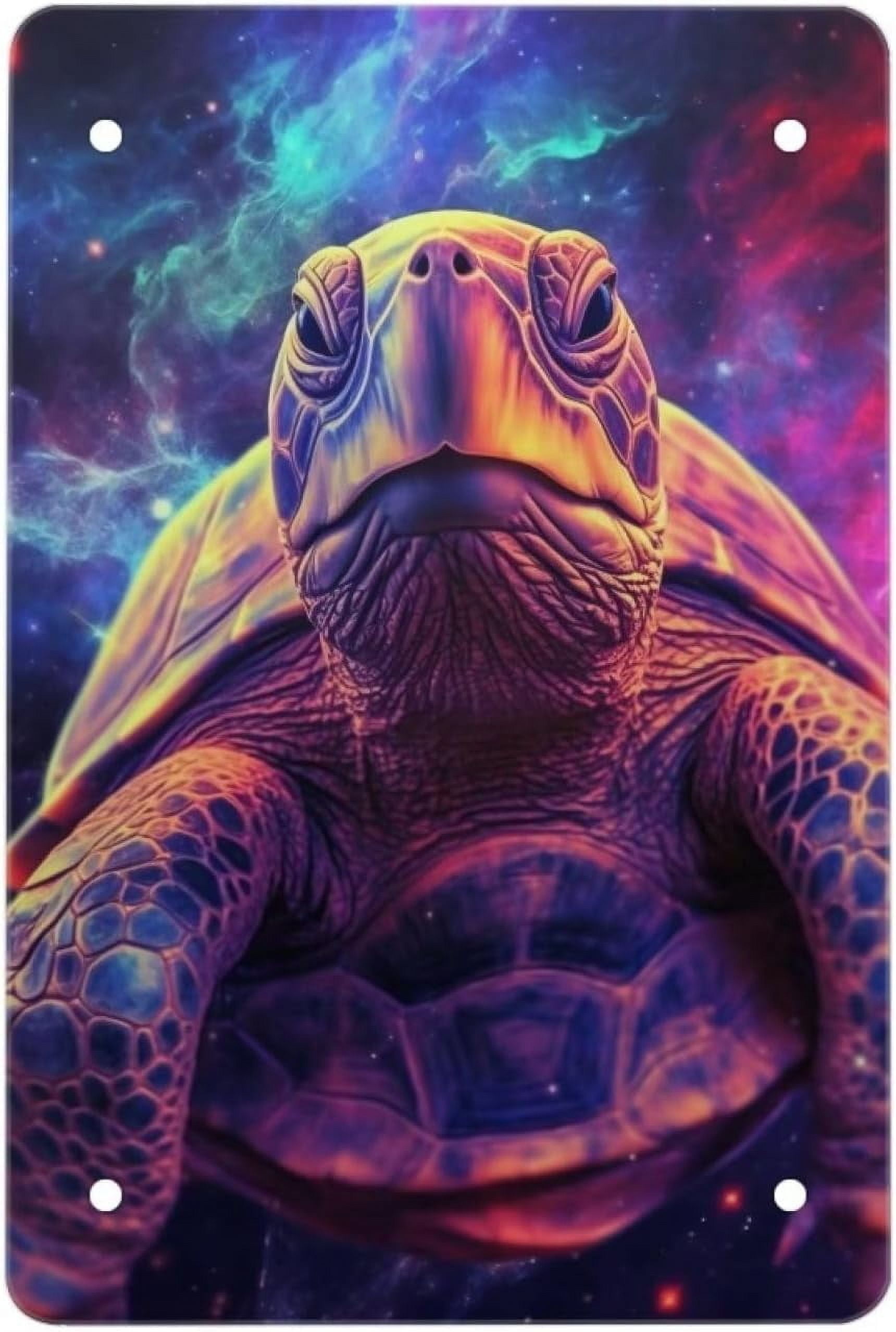 AABERIC Cool Purple Turtle Print Cool Animal Metal Tin Poster Wall Art ...