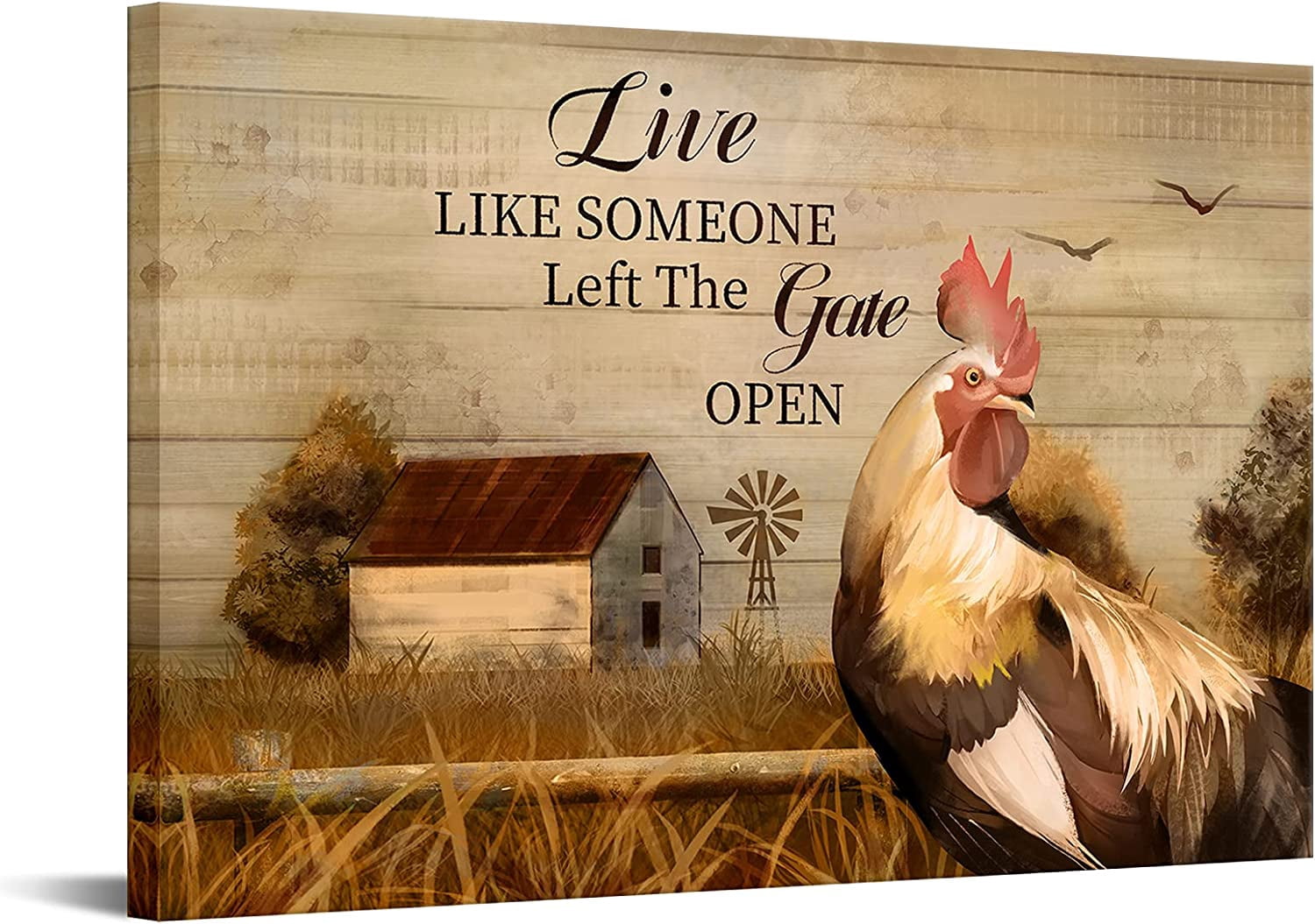 AABERIC Country Wall Art Rooster Canvas Print Motivational Quotes ...
