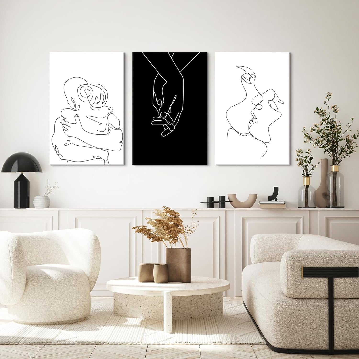 AABERIC Couples Wall Decor Minimalist Line Wall Art Abstract Love ...