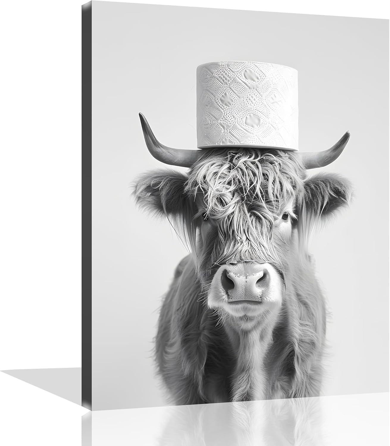AABERIC Cow Bathroom Canvas Wall Art Funny Animal Black White Pictures ...
