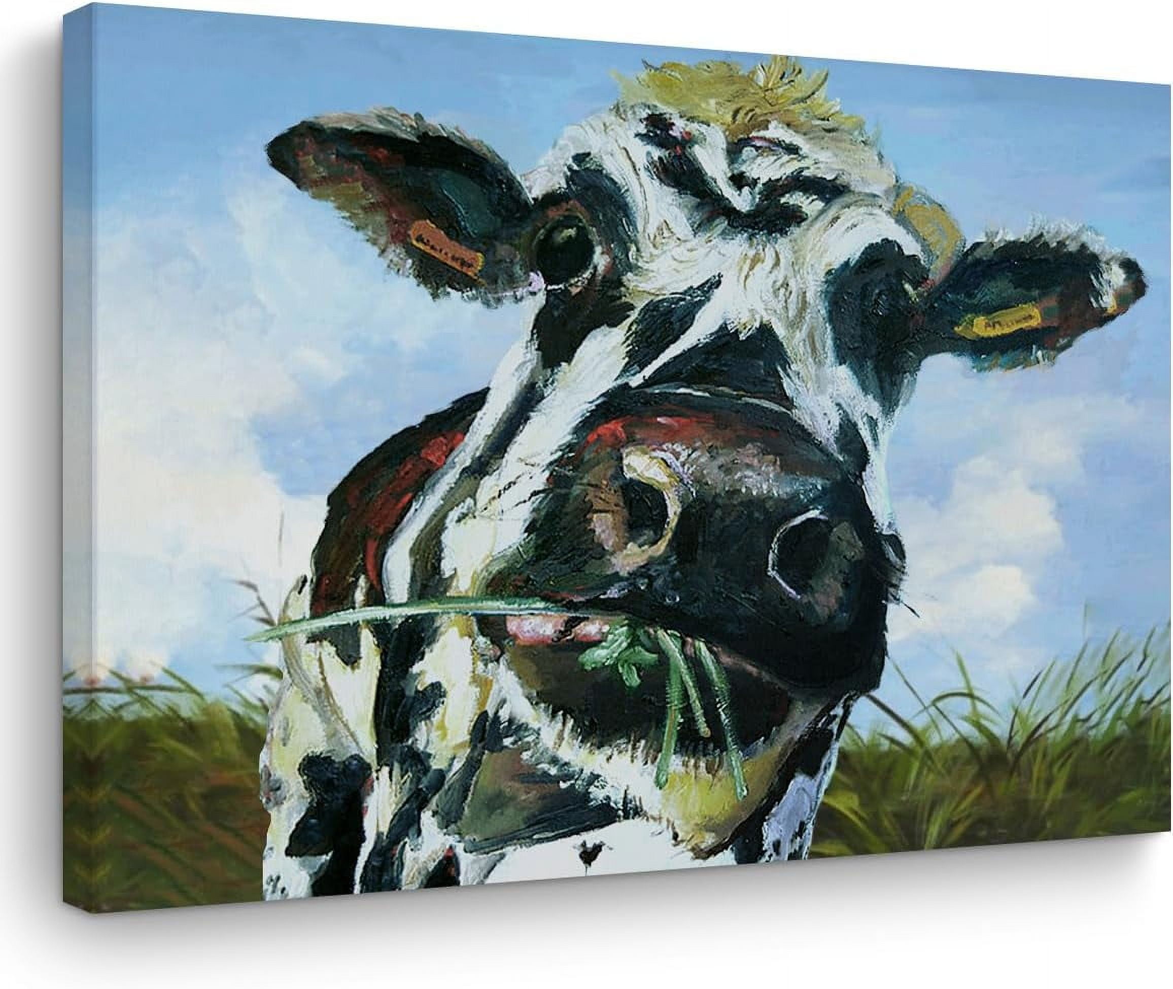 AABERIC Cow Wall Art Funny Cows with Bandanas Canvas Cow Print Western ...