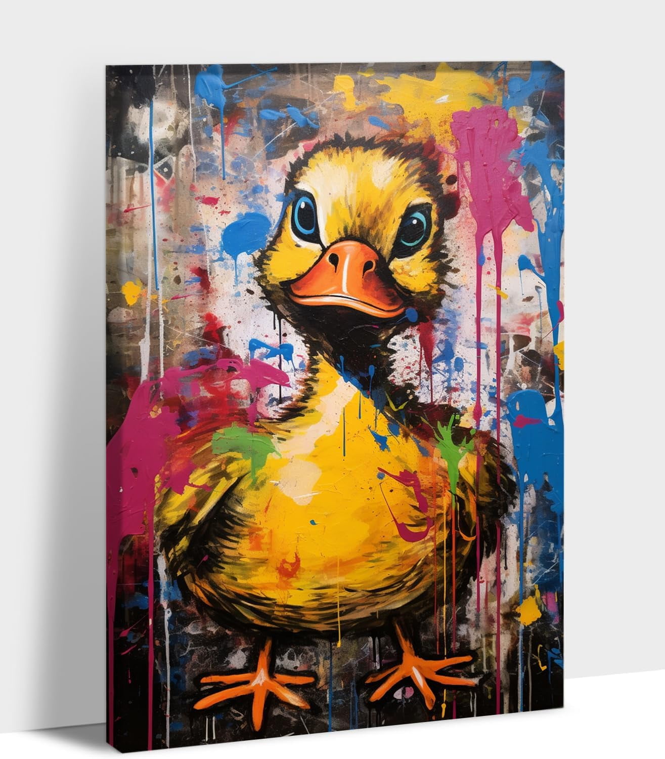 AABERIC Cute Baby Duck Graffiti Wall Art, Little Yellow Duck Wall Decor ...
