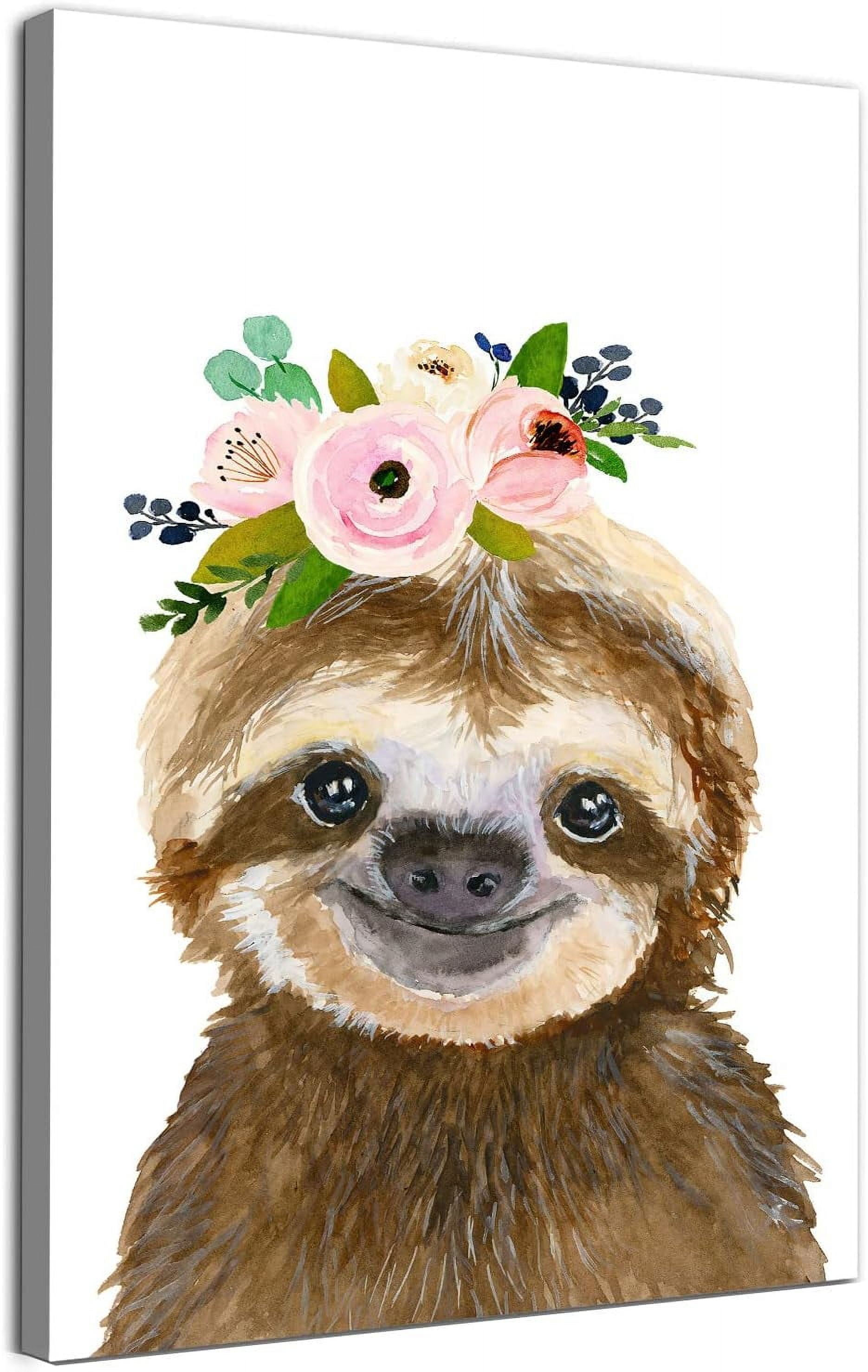 AABERIC Cute Sloth Canvas Wall Art Animal Pictures for Nursery ...