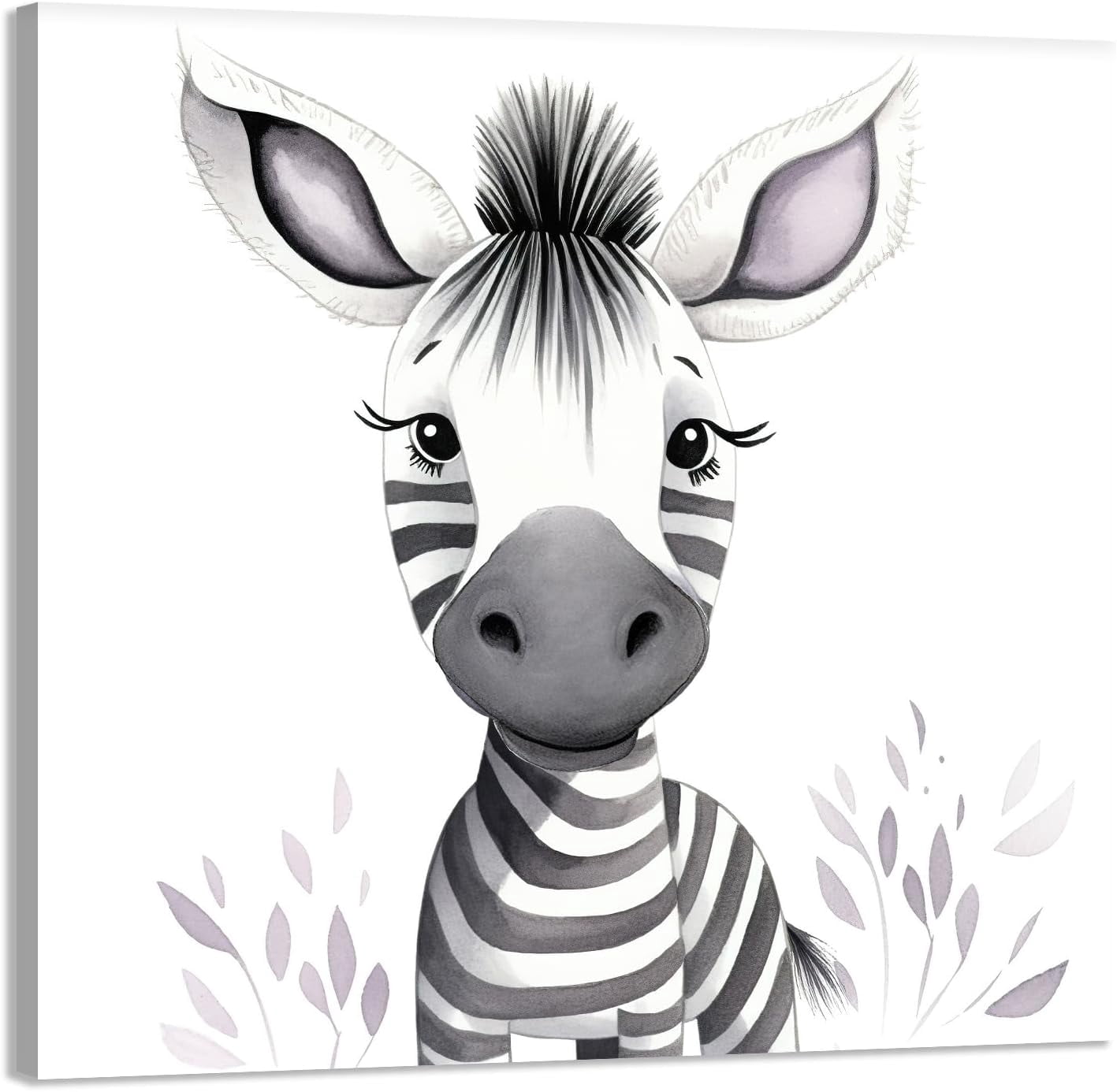 AABERIC Cute Zebra Canvas Wall Art, Black and White Baby Zebra Painting ...
