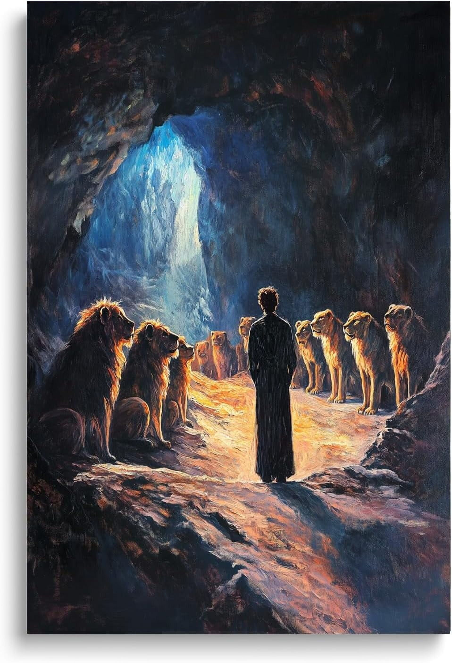AABERIC Daniel the Lions Den Canvas Print, Impressionist Oil Painting ...