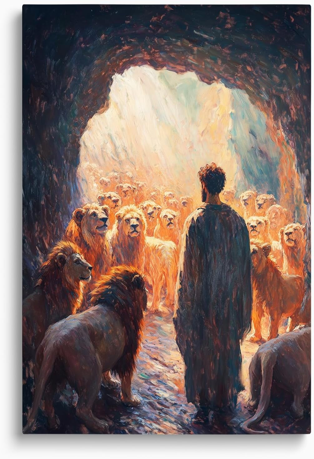 AABERIC Daniel the Lions Den Poster Prints, Impressionist Oil Painting ...