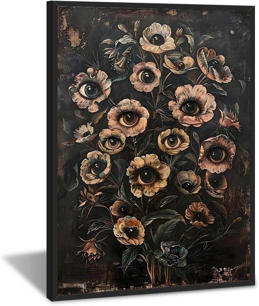 AABERIC Dark Academic Flowers and Eyes Wall Art Goth Creepy Botanical ...