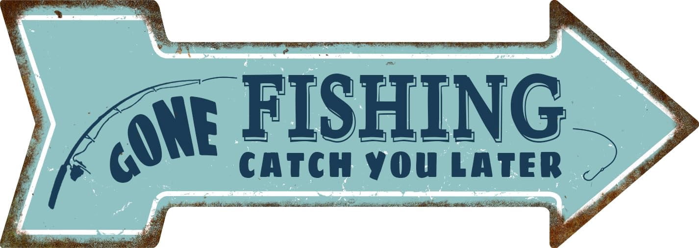 AABERIC Decor Gone Fishing Sign, Outdoor Wall Decor for Beach, Cabin ...
