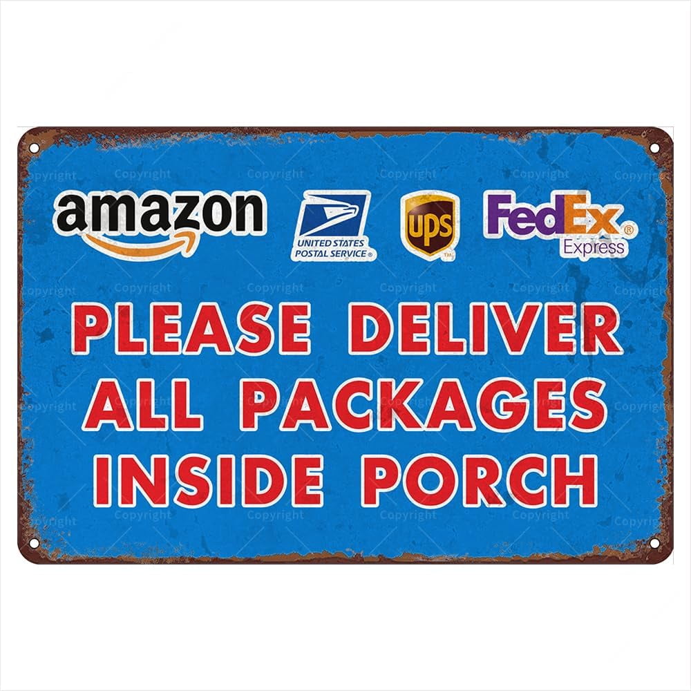 AABERIC Delivery Signs Retro Metal Tin Signs, 12" X 8", Please Deliver ...