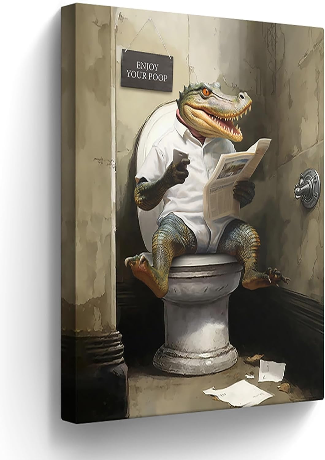 AABERIC Dinosaur Bathroom Decor Canvas Wall Art Farmhouse Bathroom ...